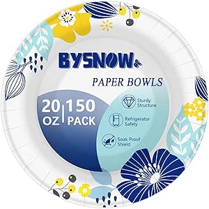 Amazon.com: 150 Packs Paper Bowls, 20 oz Disposable Bowls, Heavy Duty ...