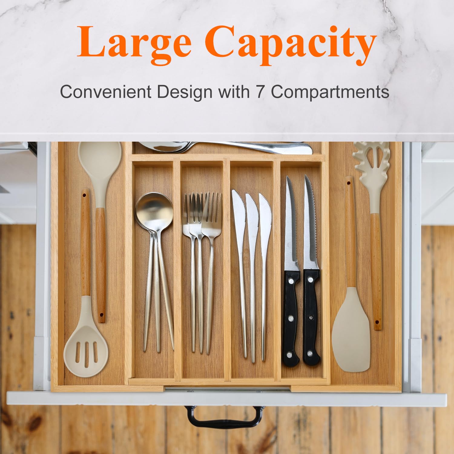 Snapklik.com : Expandable Large Kitchen Utensil Organizers Bamboo ...