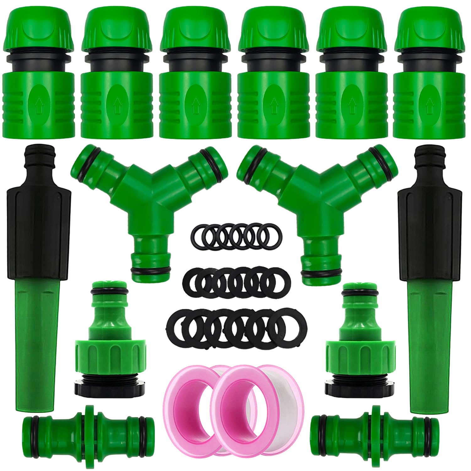 Miyobing Garden Hose Fitting Set,(6 Hose End Quick Connector,2 Hose ...
