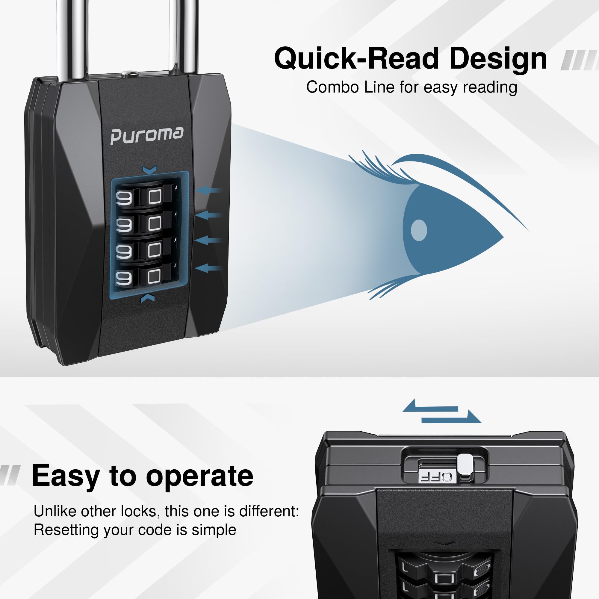 Snapklik.com : Puroma Gym Locker Lock Combination Padlock Heavy Duty ...