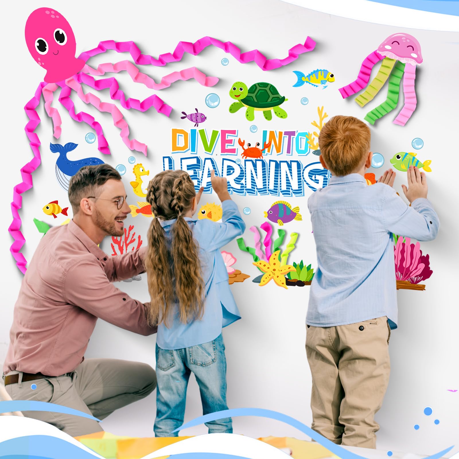 Snapklik.com : 51 Pcs Ocean Bulletin Board Under The Sea Classroom Decorations DIY Sea Animals ...