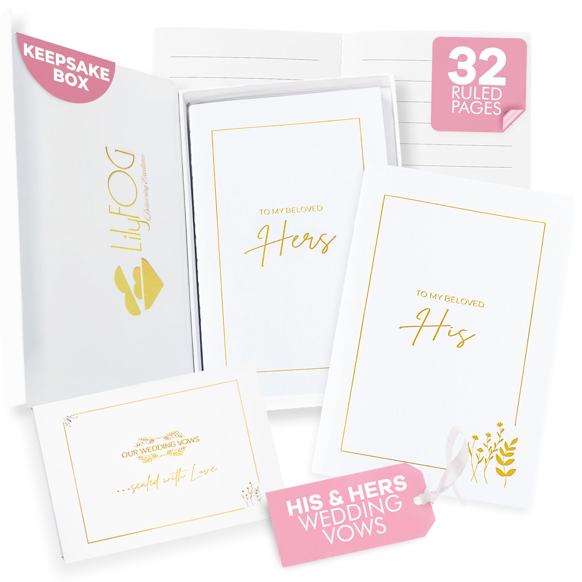 Amazon.com: Elegant His and Hers Wedding Vow Books Set in Keepsake Box ...
