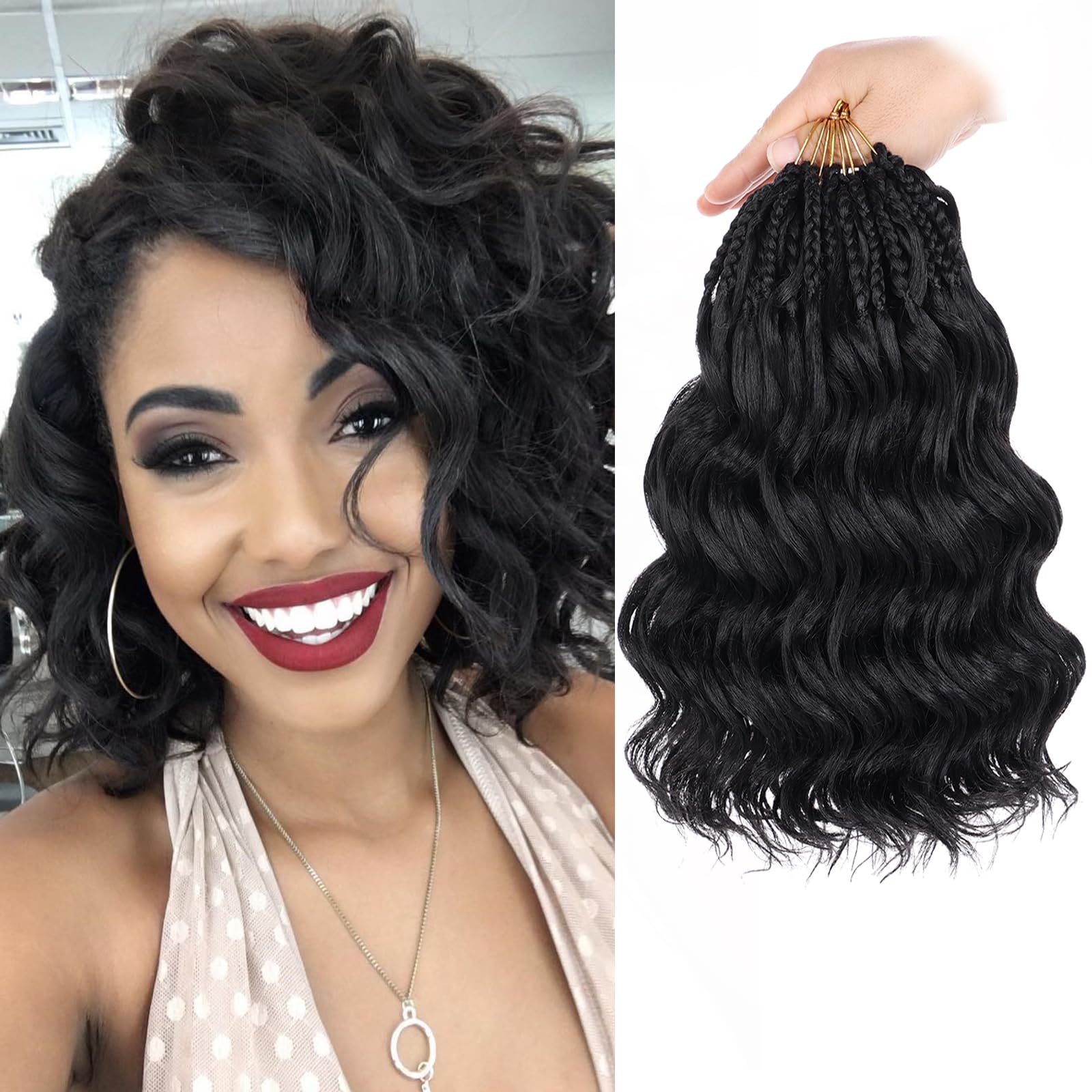 Amazon.com : Leeven 10 Inch Pre Looped Ocean Wave Crochet Hair 8 Packs ...