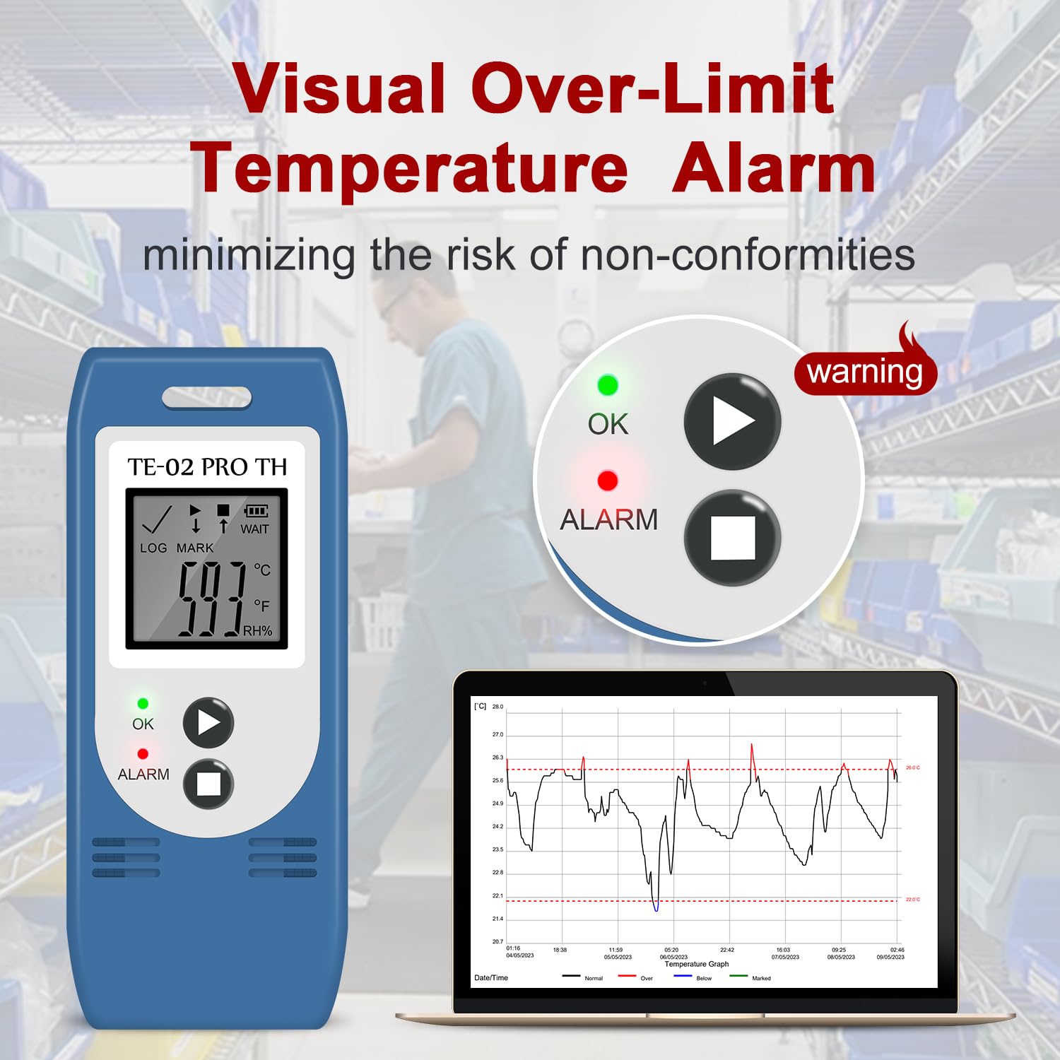 Snapklik.com : Aprvtio TE-02PRO-H Temperature Humidity Data Logger, Multi-Use USB Temperature ...