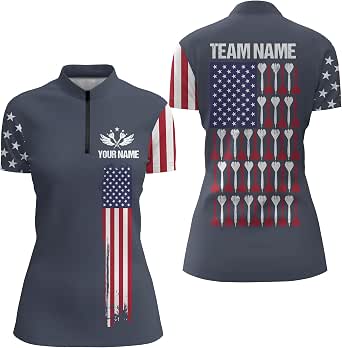 Amazon.com: Generic American Flag Navy Darts Quarter-Zip Shirt Custom ...