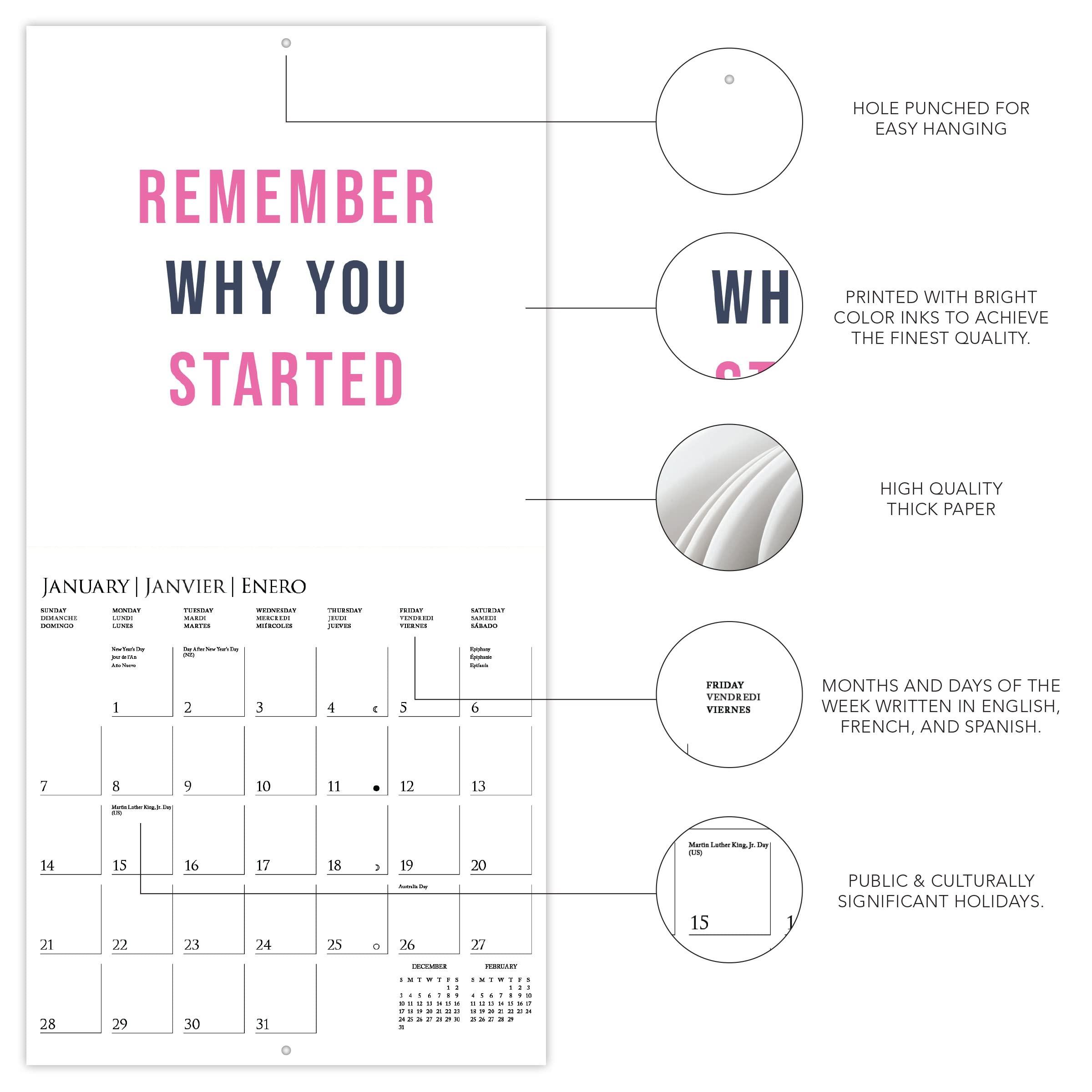 Snapklik.com : 2024 Girl Boss Wall Calendar 12” X 12” Thick Paper Home ...
