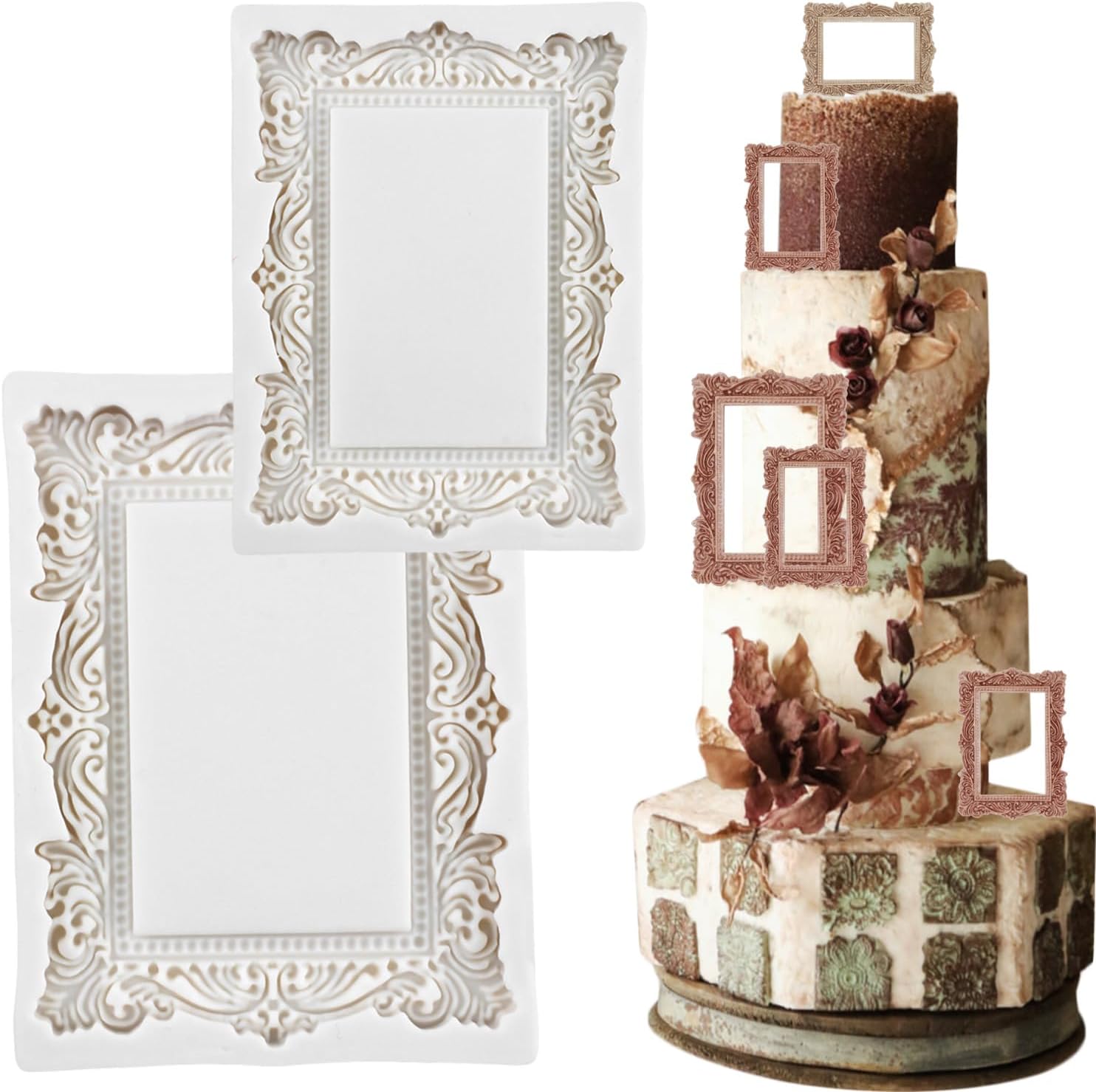 Amazon.com: Baroque Photo Frame Fondant Molds, 3D Picture Frame ...