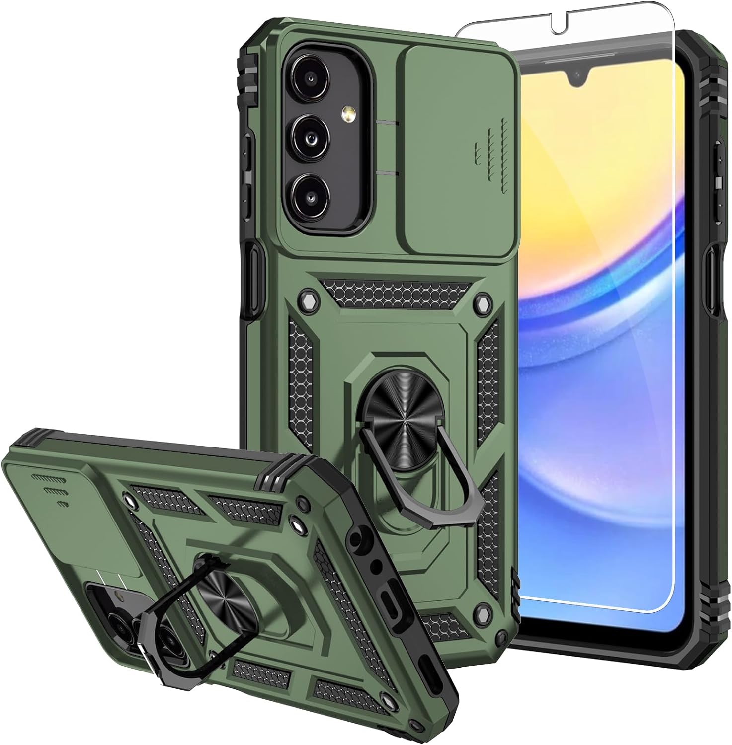 Amazon.com: Funda para Samsung A15 5G, Samsung Galaxy A15 5G, con protectores de pantalla y ...