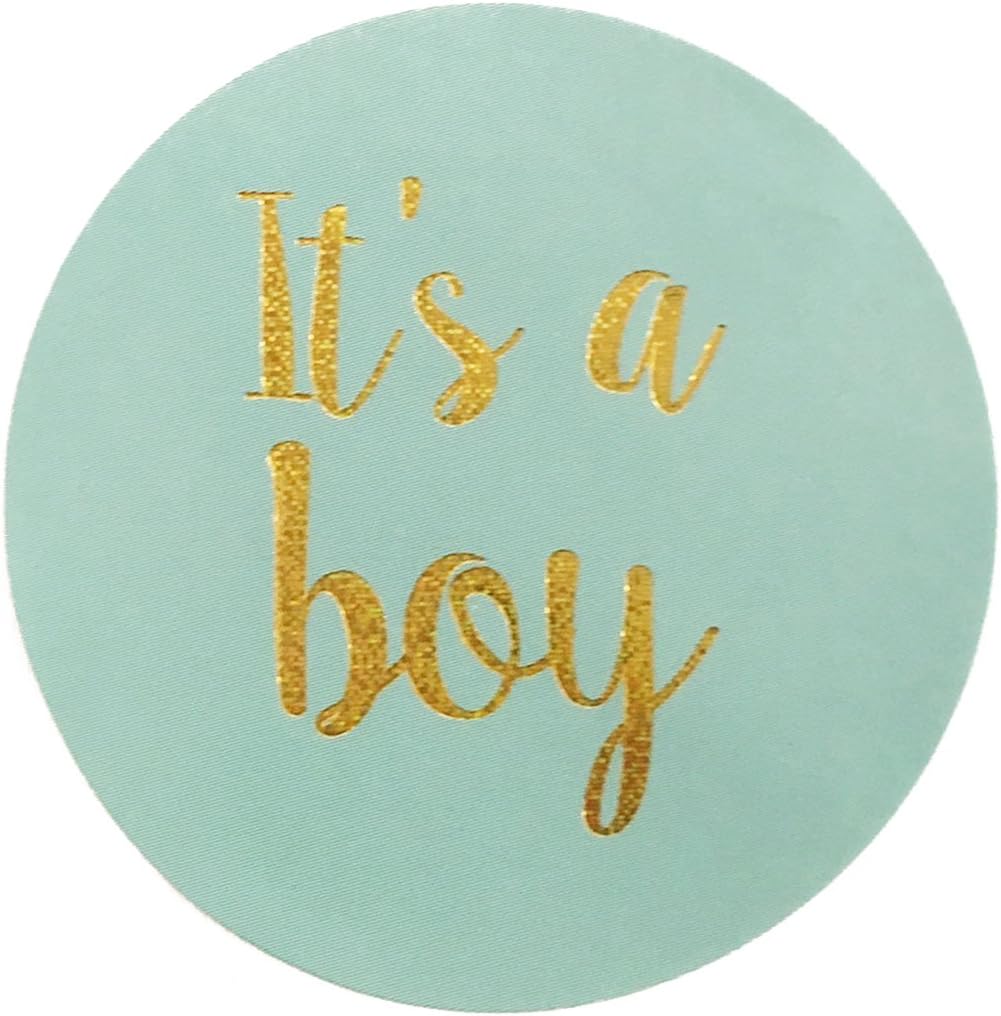 Amazon.com: MAGJUCHE Blue Gold Glitter It’s A Boy Baby Shower Stickers ...