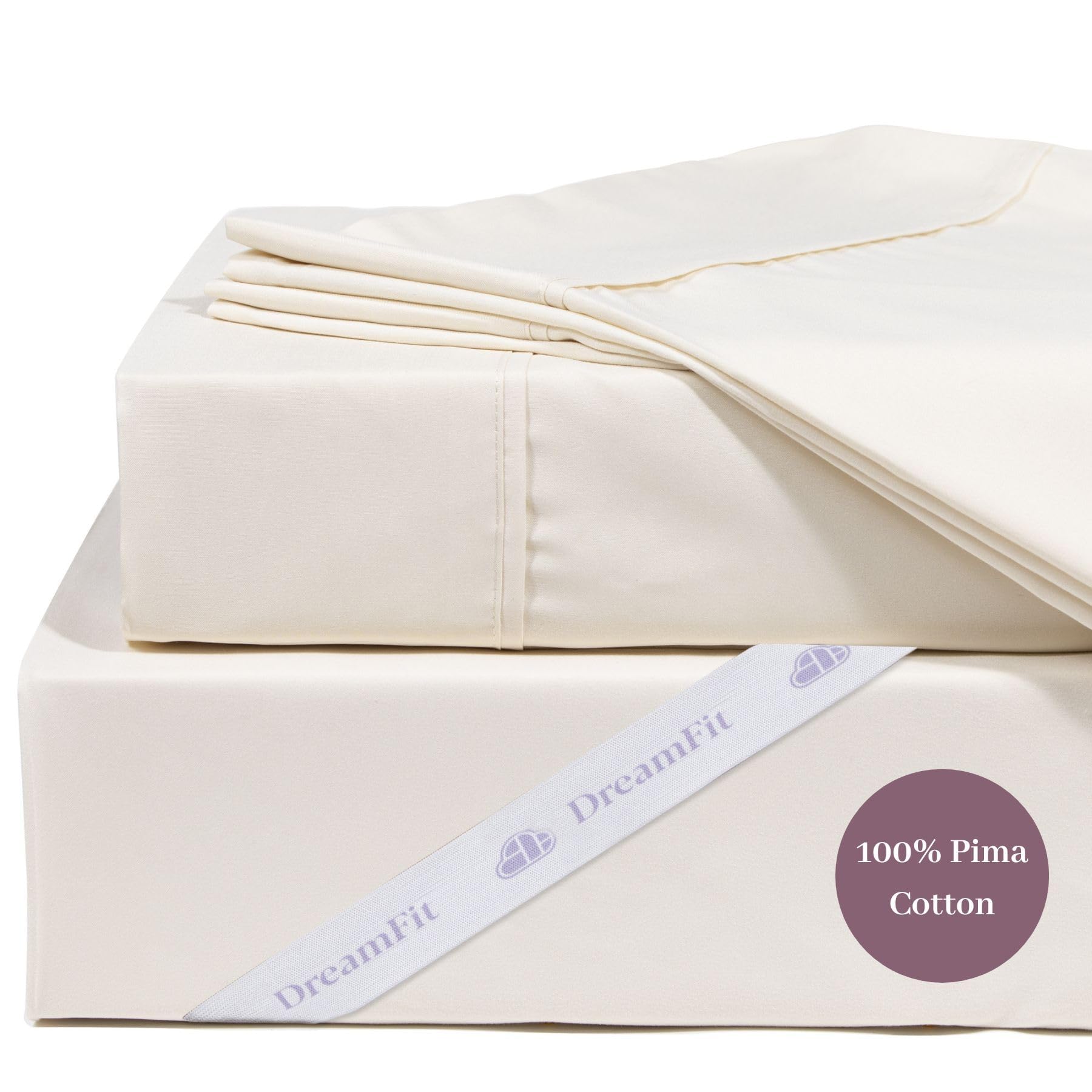 Amazon.com: DreamFit DreamCool 100% Pima Cotton Sheets with Elastic ...