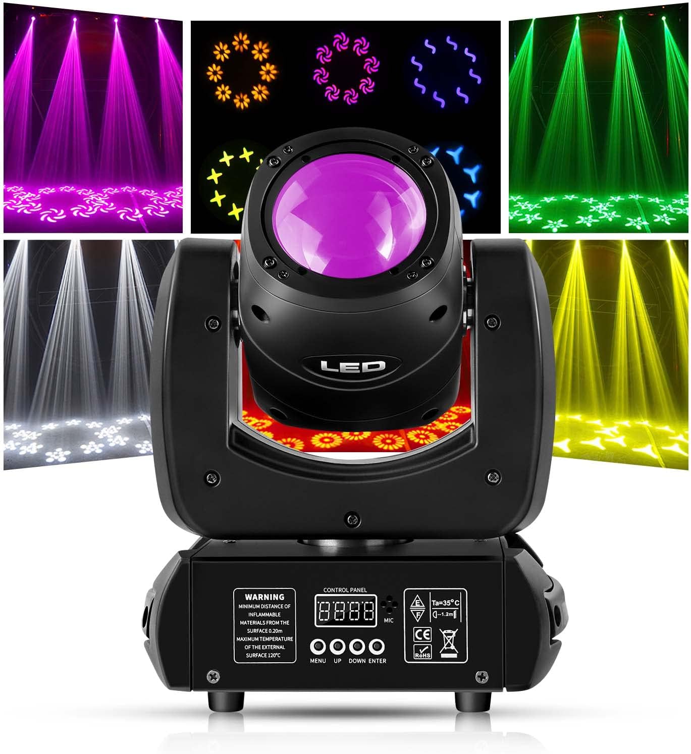 UKing Lyre LED Tête Mobile LED 100W Commande Vocale Moving Head Lumiere ...