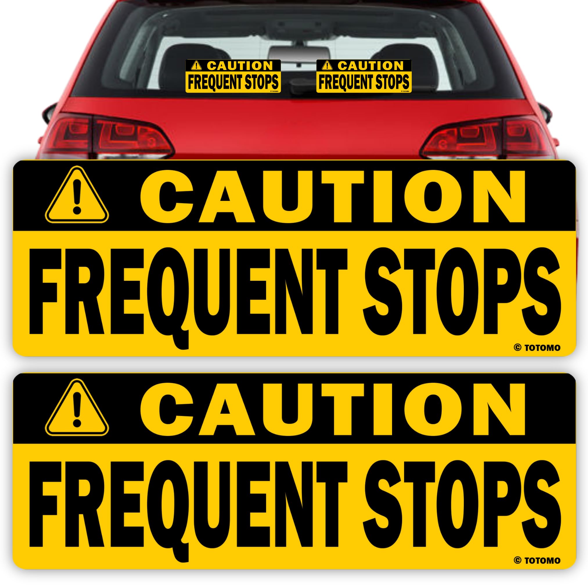 Yellow Caution Sign On Car
