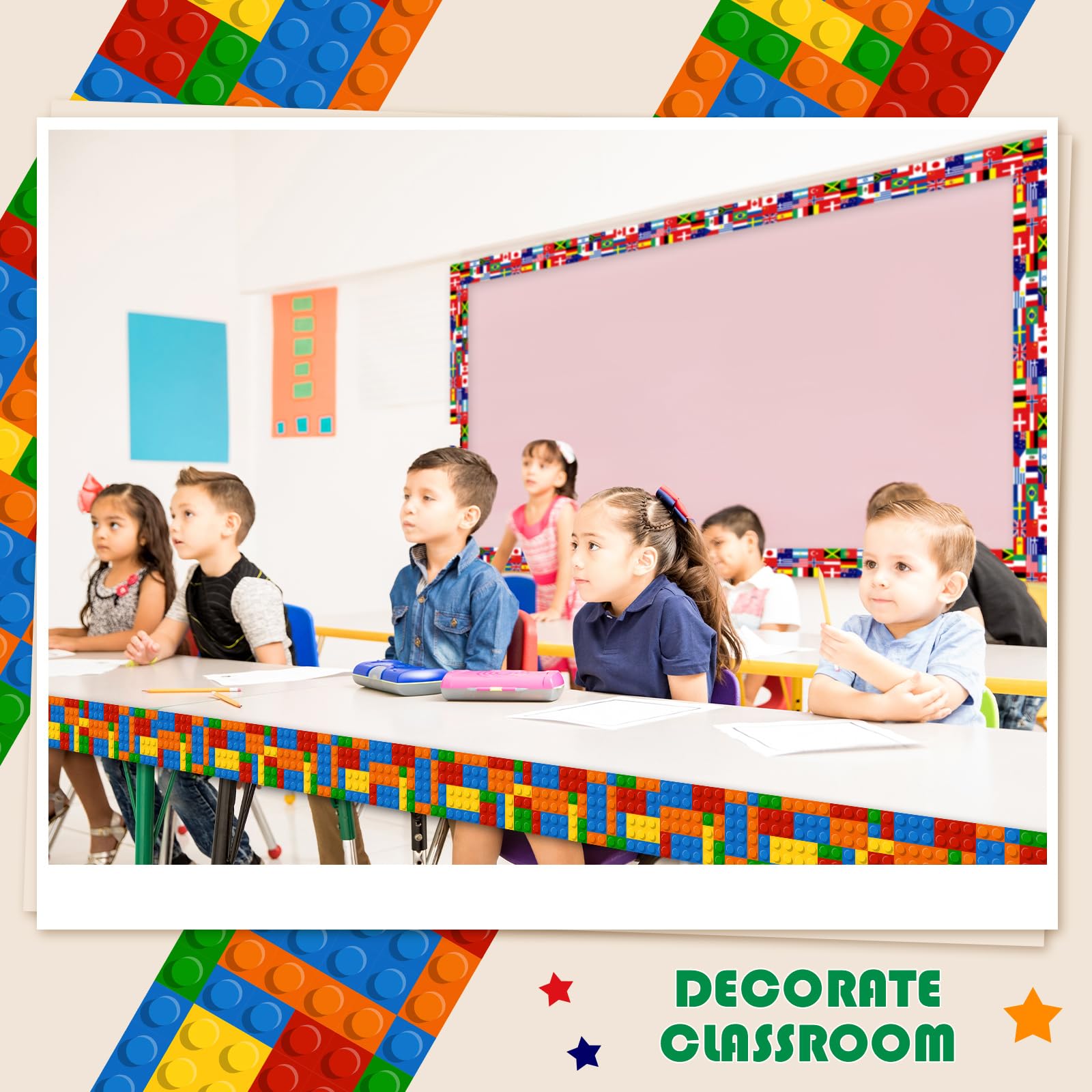 Snapklik.com : 1 Pack 65 Feet Building Block Bulletin Board Borders ...