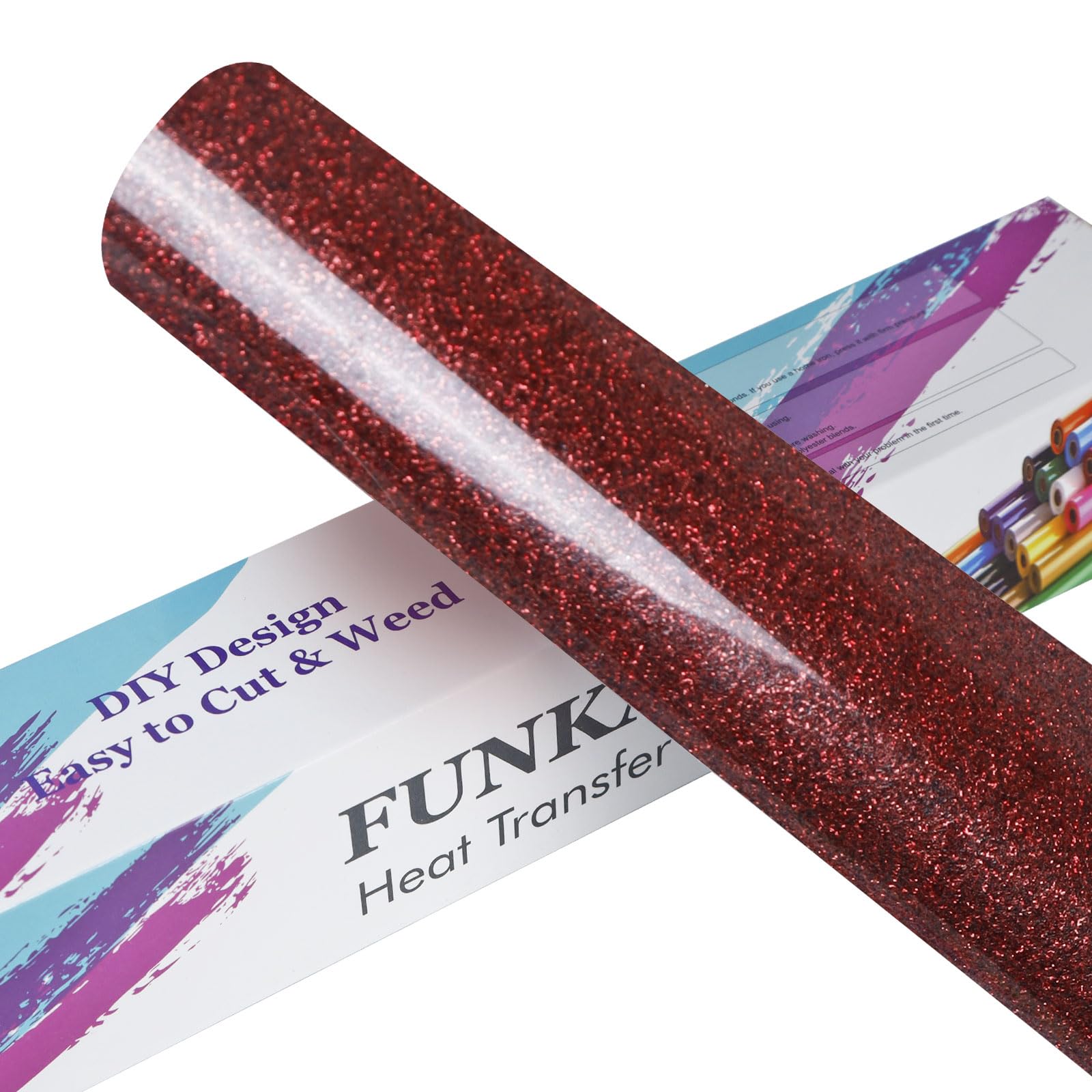 Amazon.com: FUNKAKA Glitter Red HTV Heat Transfer Vinyl Rolls, 12" x ...