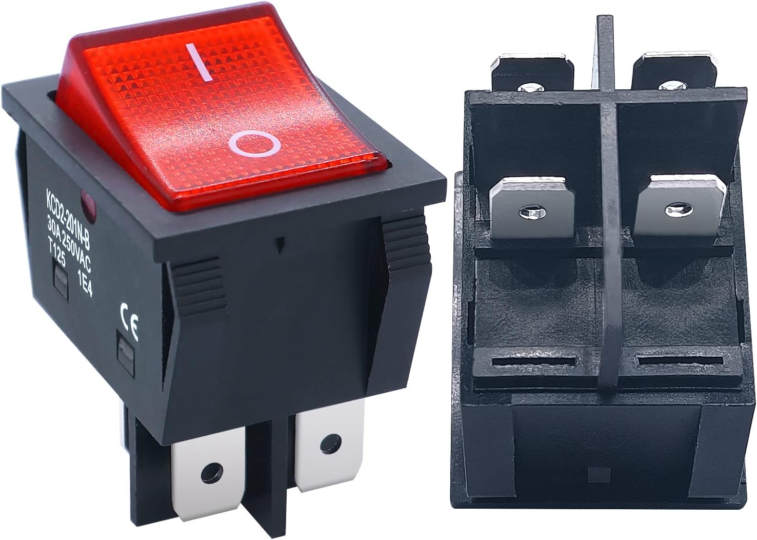 Amazon.com: Twidec/2Pcs Rocker Switch 30A/250V AC DPST 4 Pins 2 Position ON/Off Red LED Light ...
