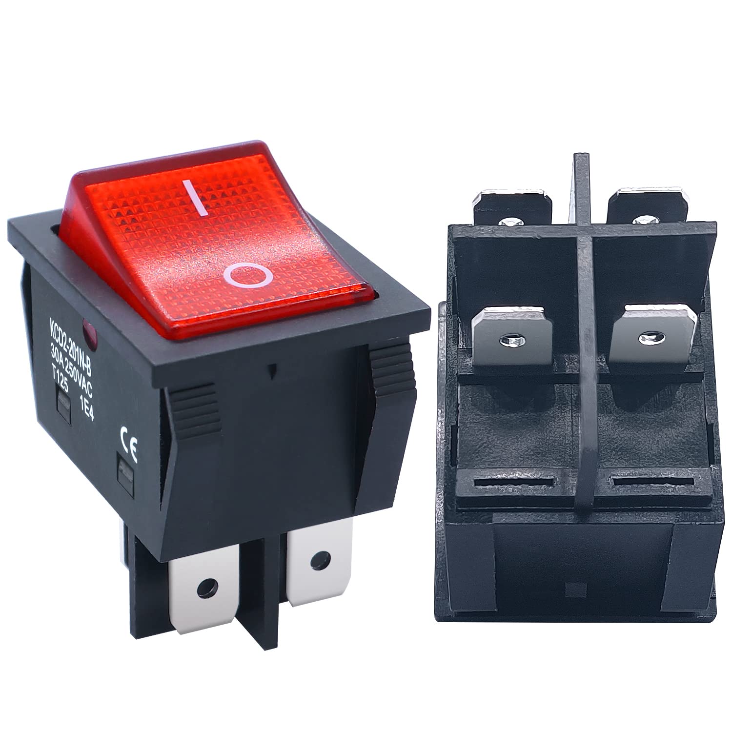 Amazon.com: Twidec/2Pcs Rocker Switch 30A/250V AC DPST 4 Pins 2 ...