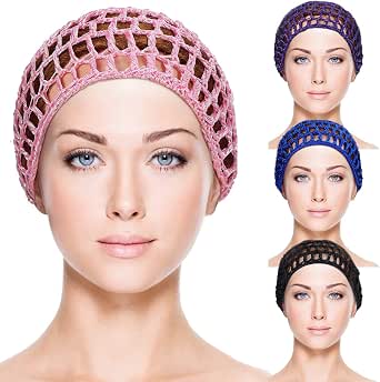 Amazon.com : 4Pcs Hair Nets for sleeping in Crochet Cap Hair Mesh ...