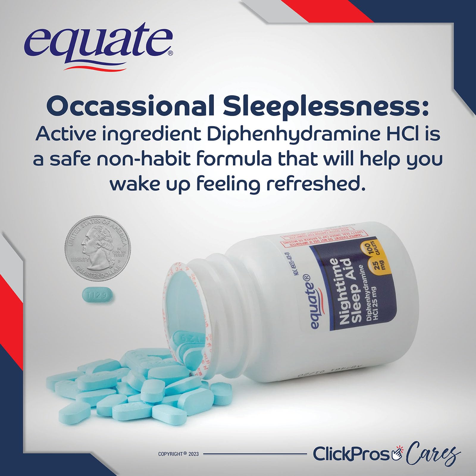 Snapklik.com : ClickPros Equate Nighttime Sleep Aid Diphenhydramine HCl ...