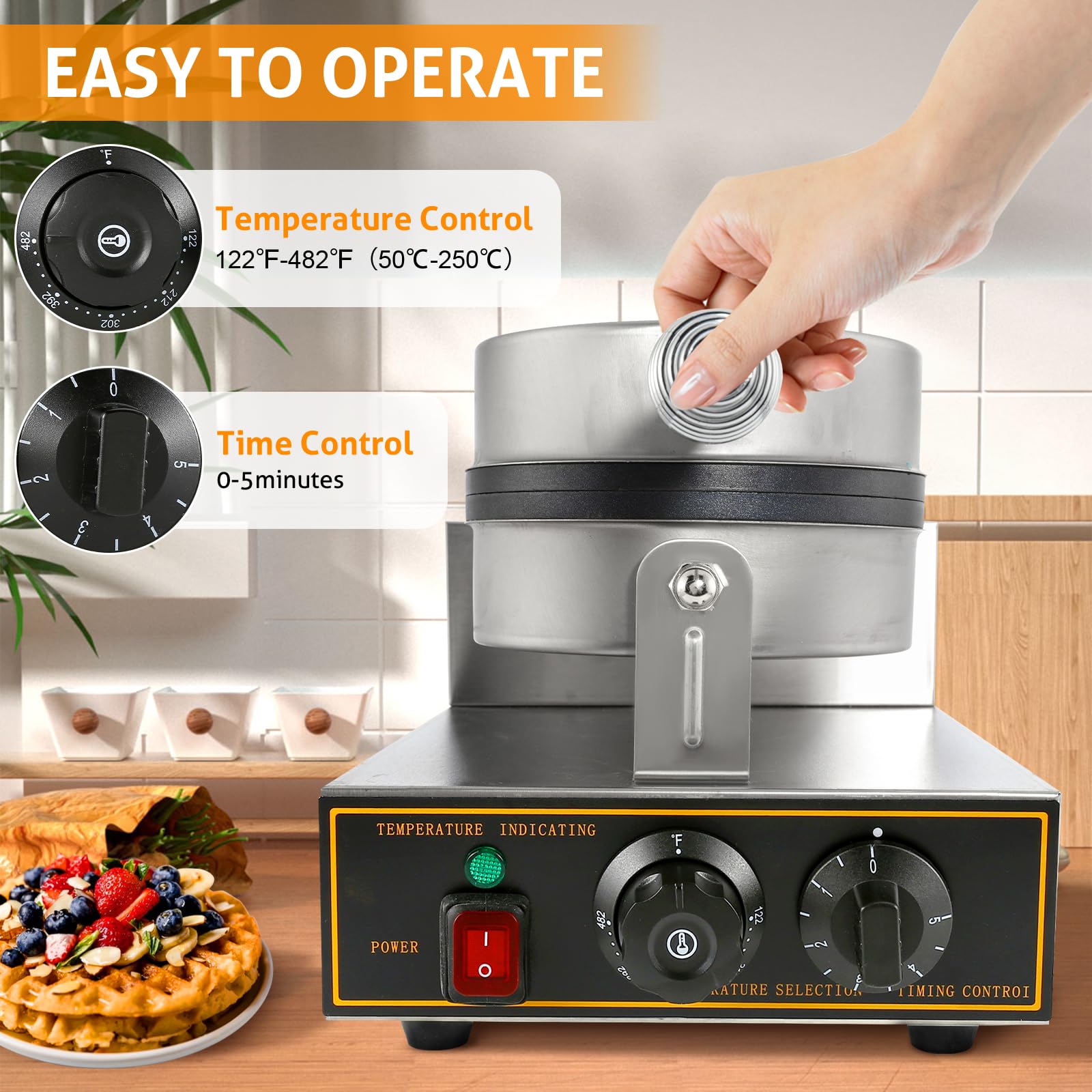 Snapklik.com : WICHEMI Commercial Waffle Maker Round Waffle Maker ...