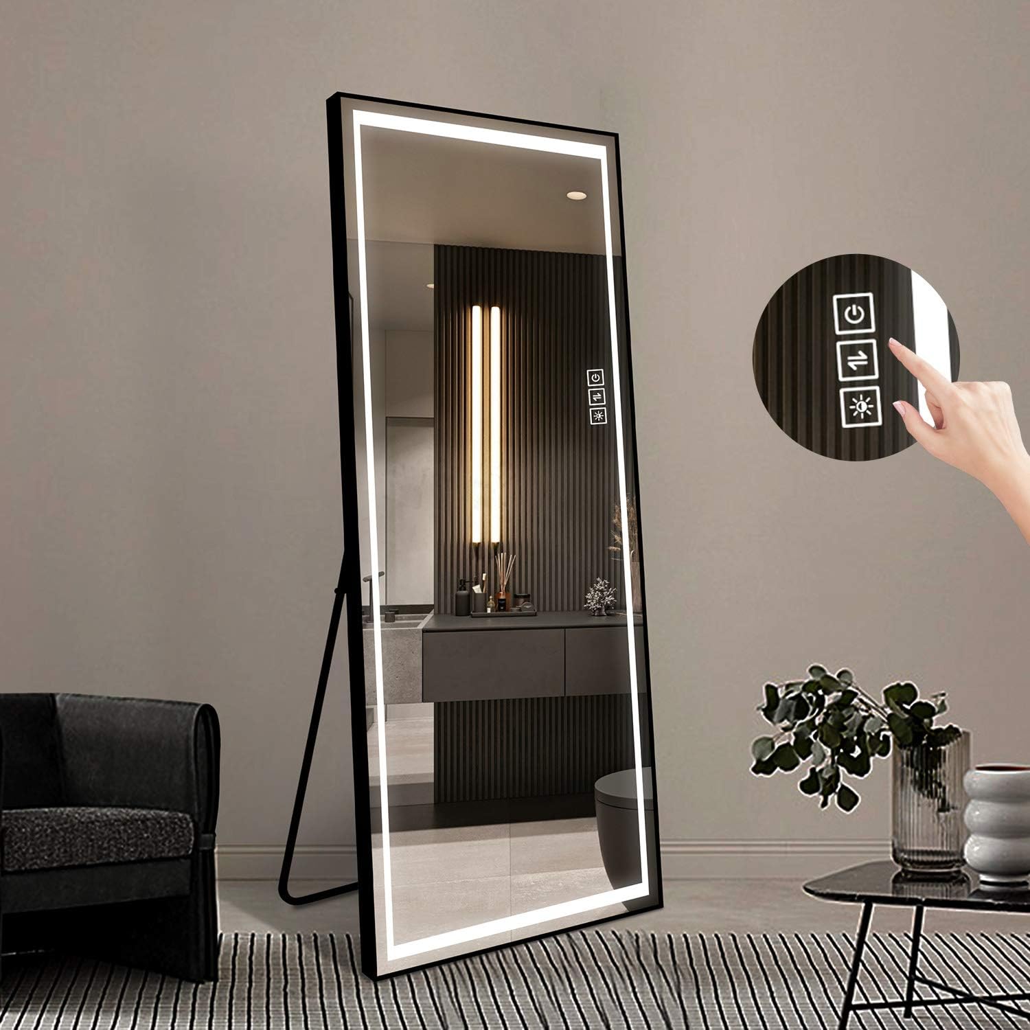Amazon.com: IlluminateXL 65 x 24 Full-Length Mirror with LED Lights ...