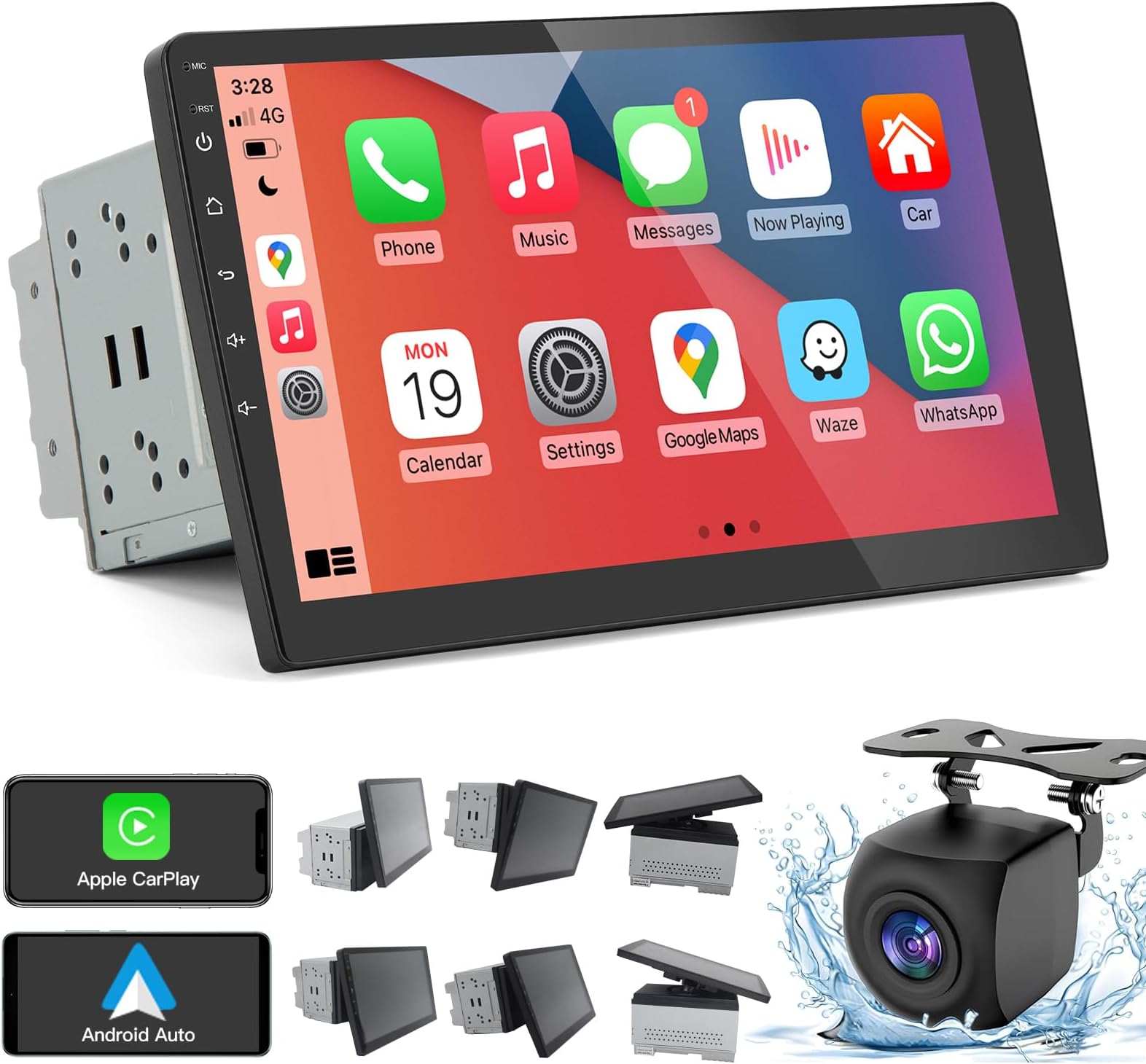 Amazon.com: Double Din Car Stereo Touchscreen - 10 Inch Floating Car ...