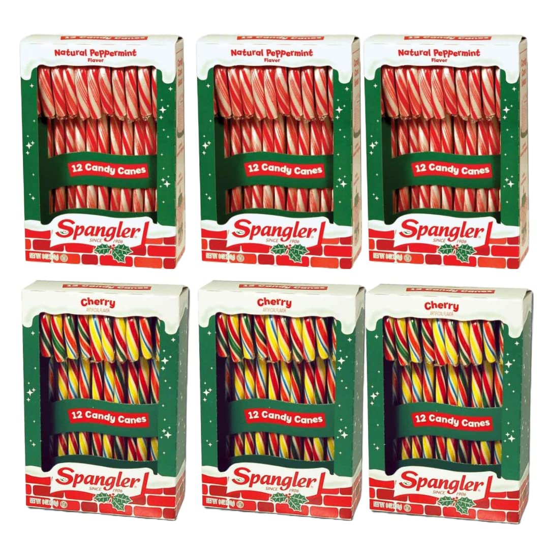 Amazon.com: Holiday Candy Canes- Peppermint 3, Cherry 3 - 6 Pack ...