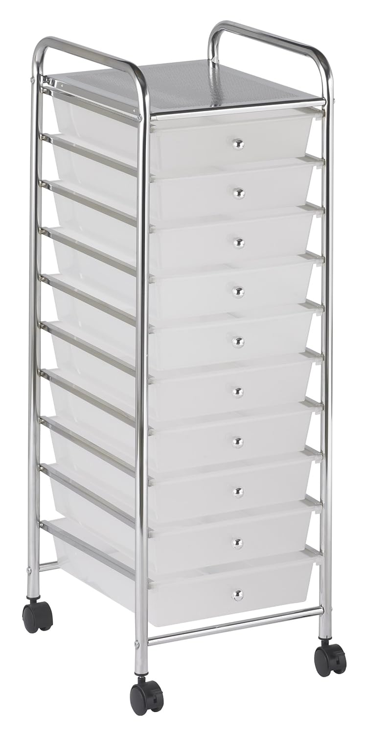 Amazon.com: ECR4Kids 10-Drawer Mobile Organizer, Storage Cart, White ...