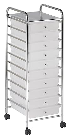 Amazon.com: ECR4Kids 10-Drawer Mobile Organizer, Storage Cart, White ...