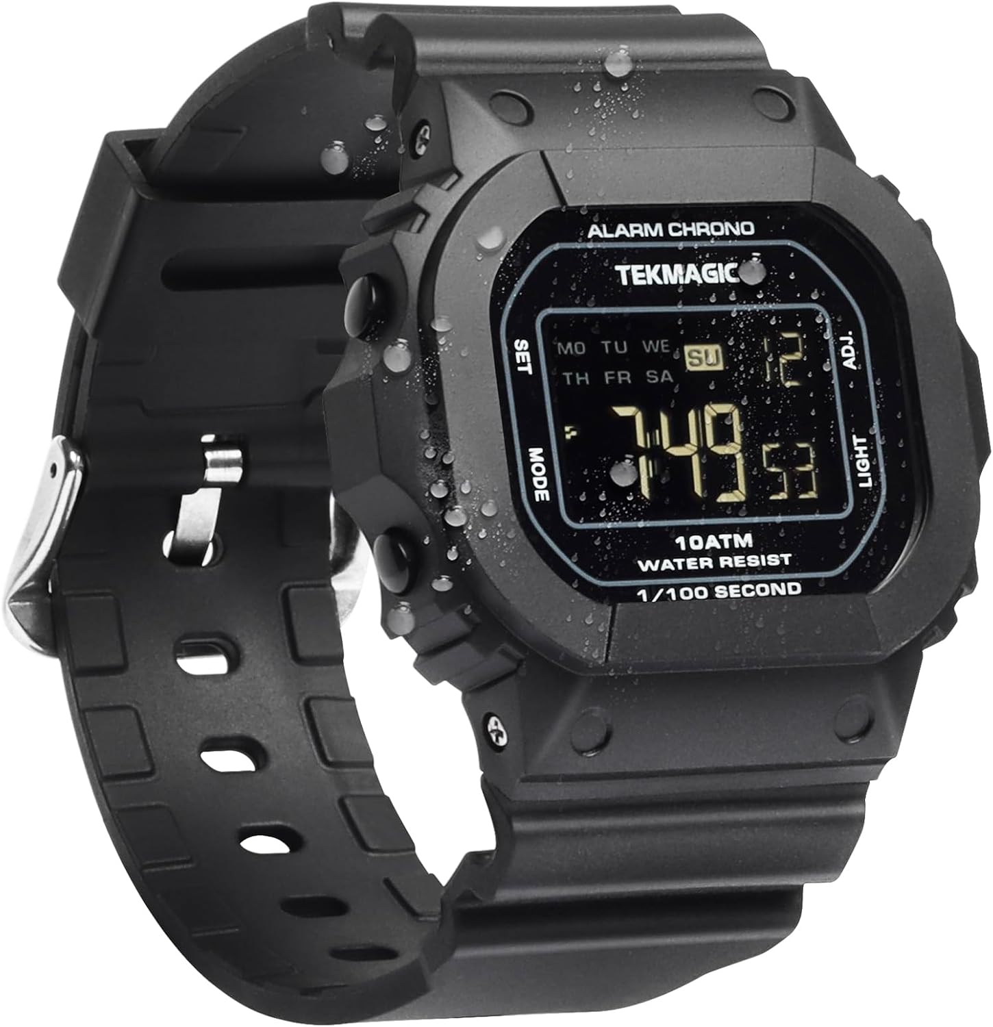 TEKMAGIC Digitale Herren Armbanduhr Geeignet zum Schwimmen und Tauchen 10 ATM 100 Meter ...