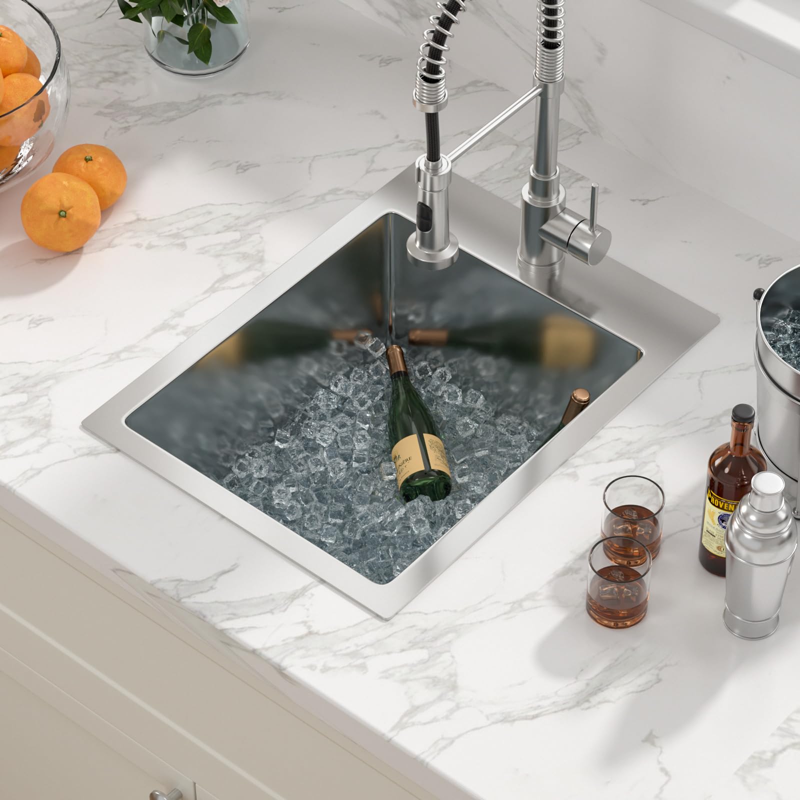 Snapklik.com : 15 Drop Bar Sink -15" X 20" Bar Sink Topmount 16 Gauge ...