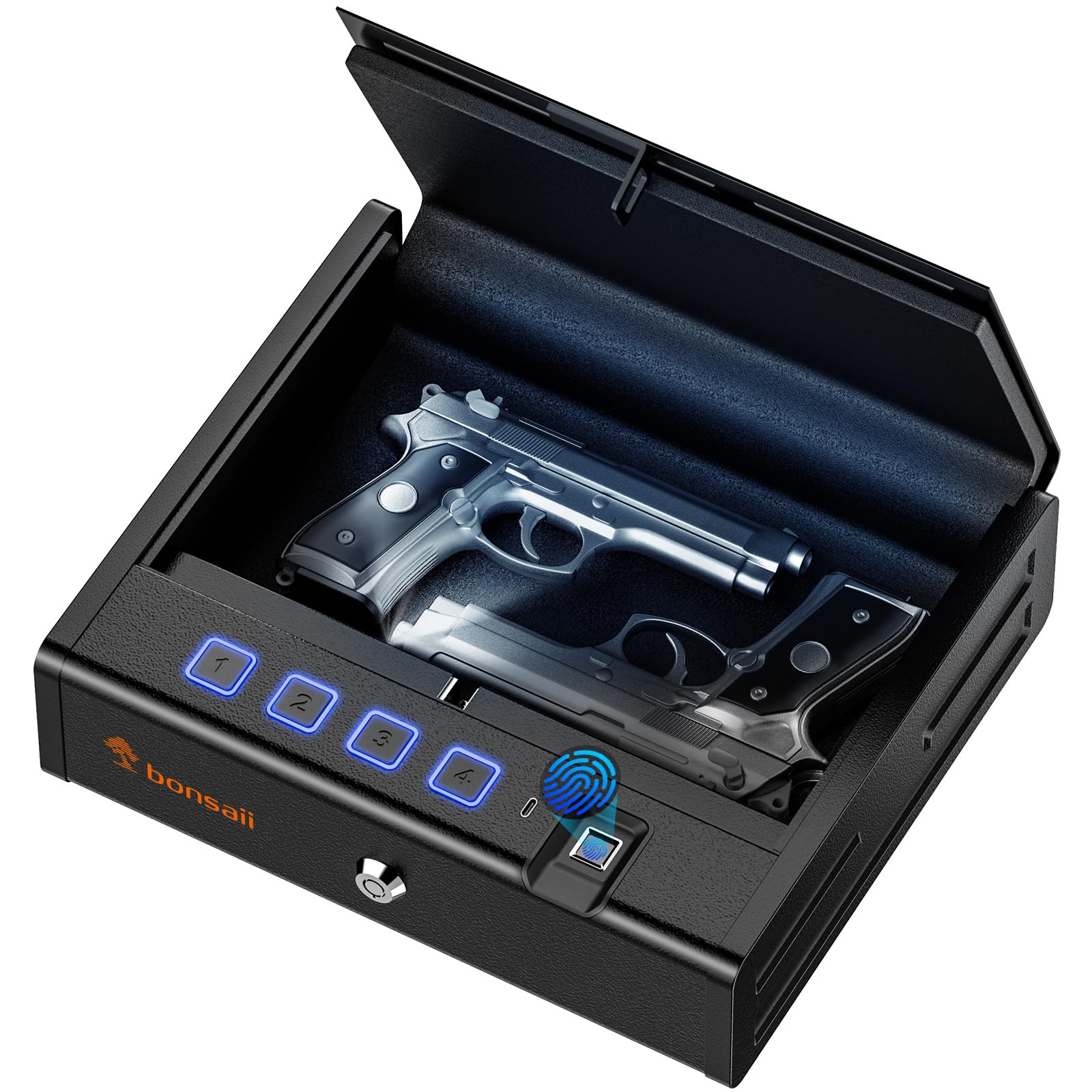 Amazon.com: Bonsaii Gun Safe for Handgun, 3 Ways Quick Access Biometric ...