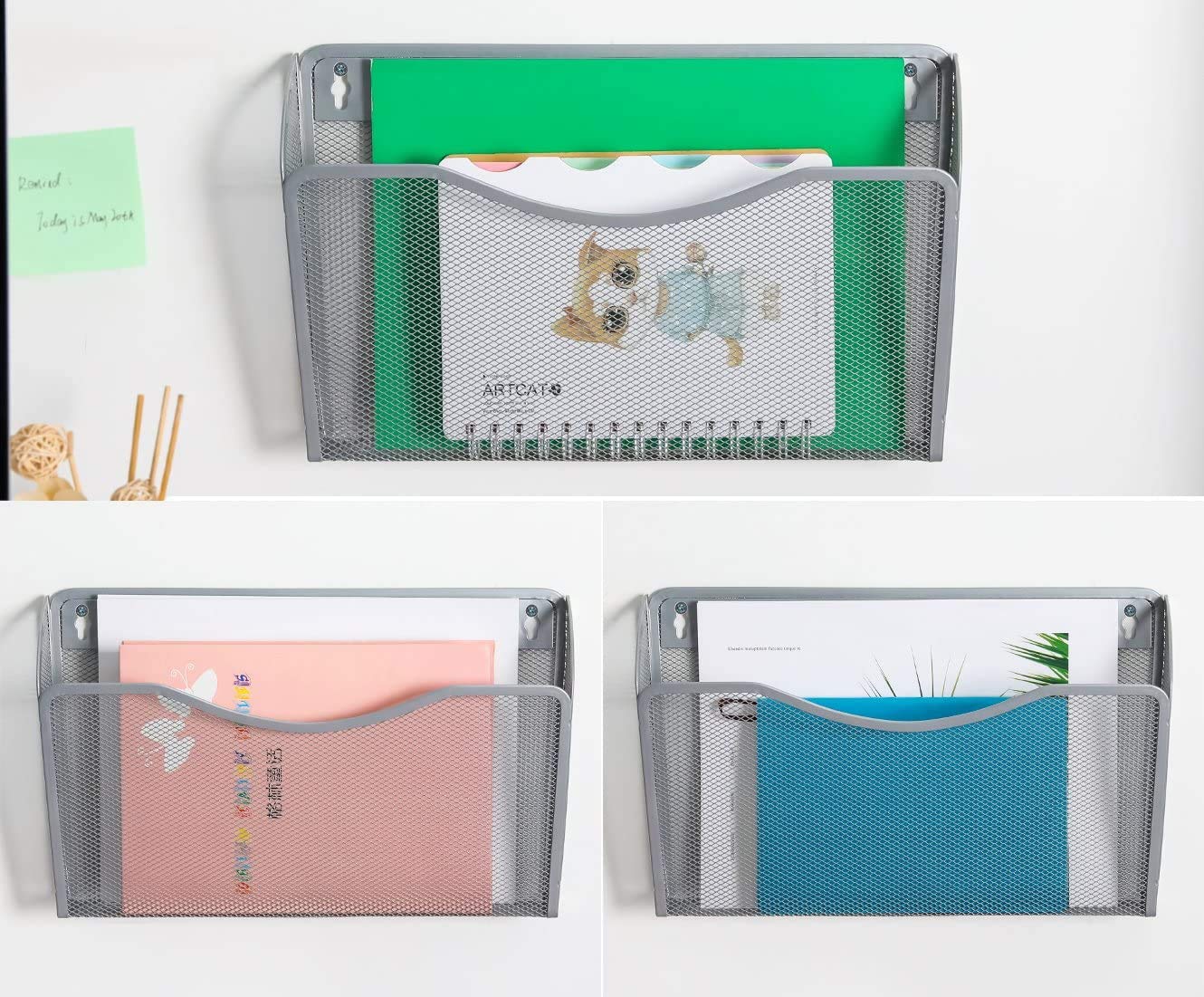 Snapklik.com : EasyPAG Wall Mount File Holder Mesh 6 Pack Single Pocket ...