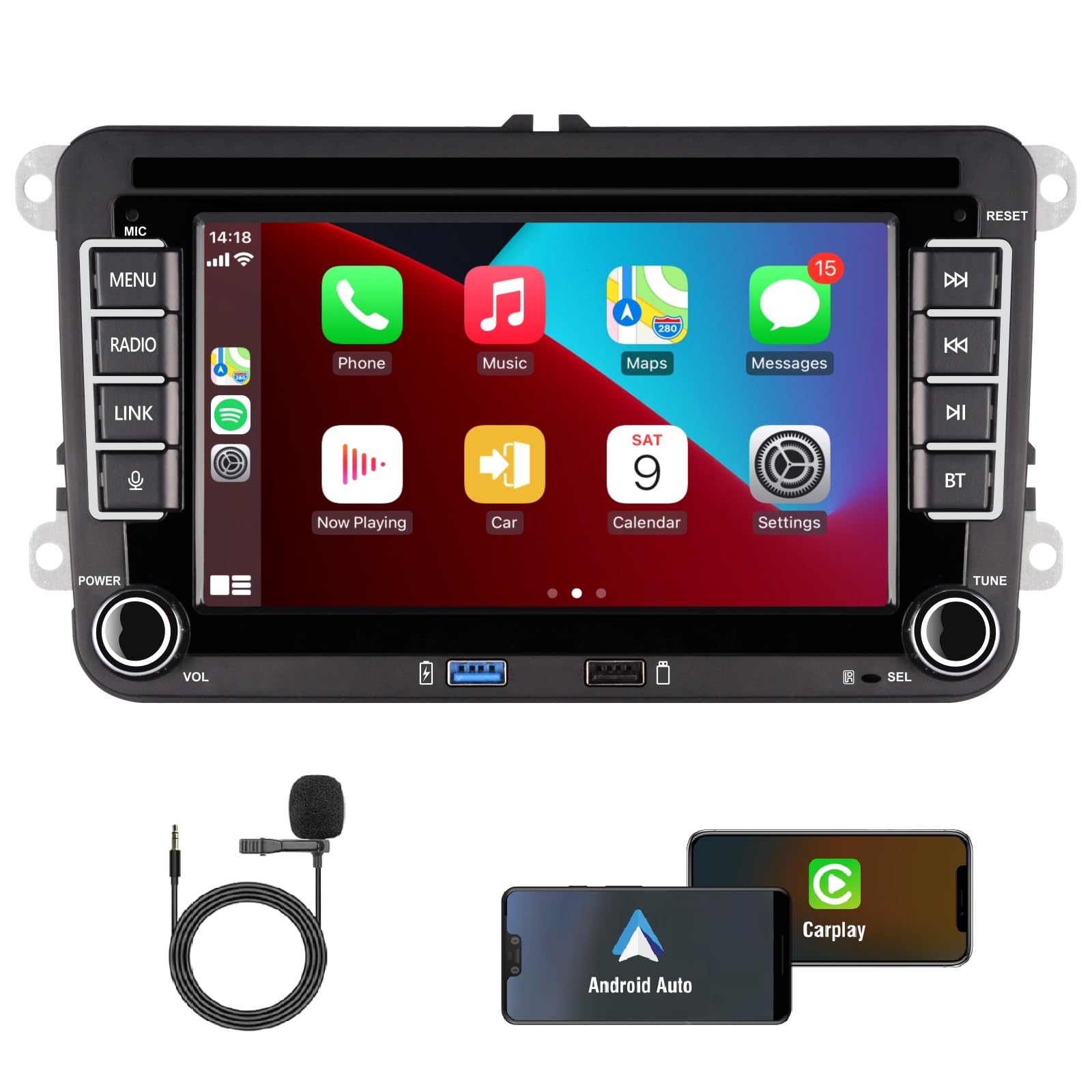 Amazon.com: KTTCORLP VW Radio with Wireless Carplay & Android Auto for ...