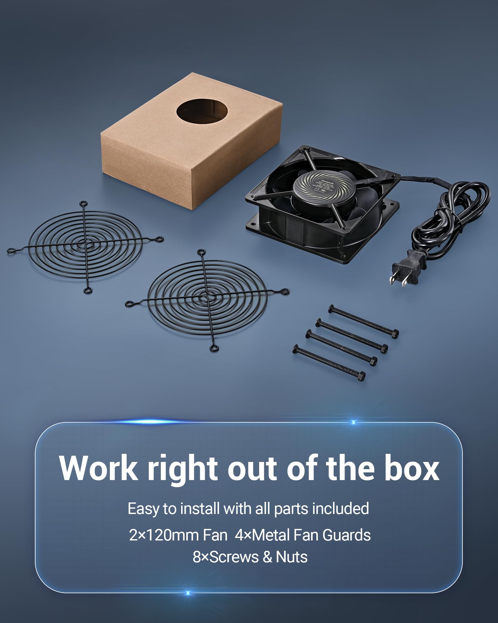 Snapklik.com : 2 Pack 120V AC Fan, Waterproof Exhaust Fan 120mm, 18W ...