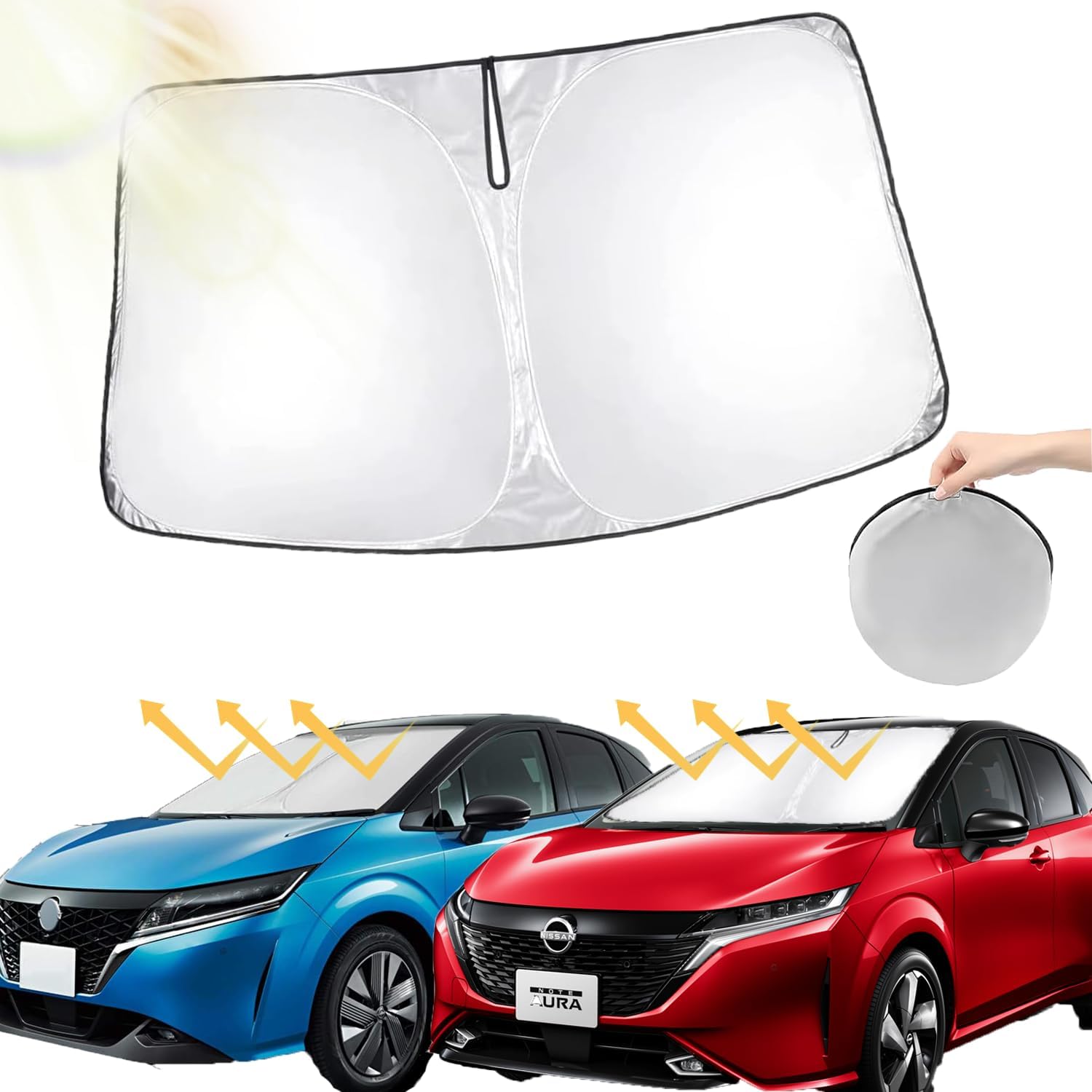 Amazon.co.jp: 【日産オーラ/ノート サンシェード】wincar 日産ノート e13 / 日産オーラ fe13 フロントガラス ノートオーラ専用 サンシェード 収納袋付 日よけ ...