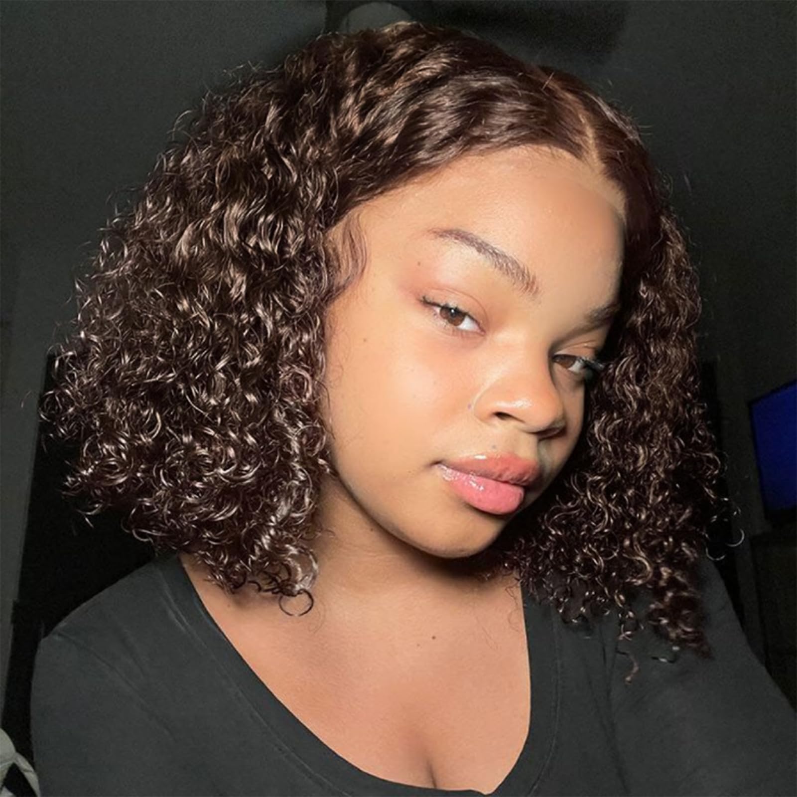 Amazon.com : Fronbanis Chocolate Brown Glueless Wigs Human Hair Pre Plucked Pre Cut 180% Density ...