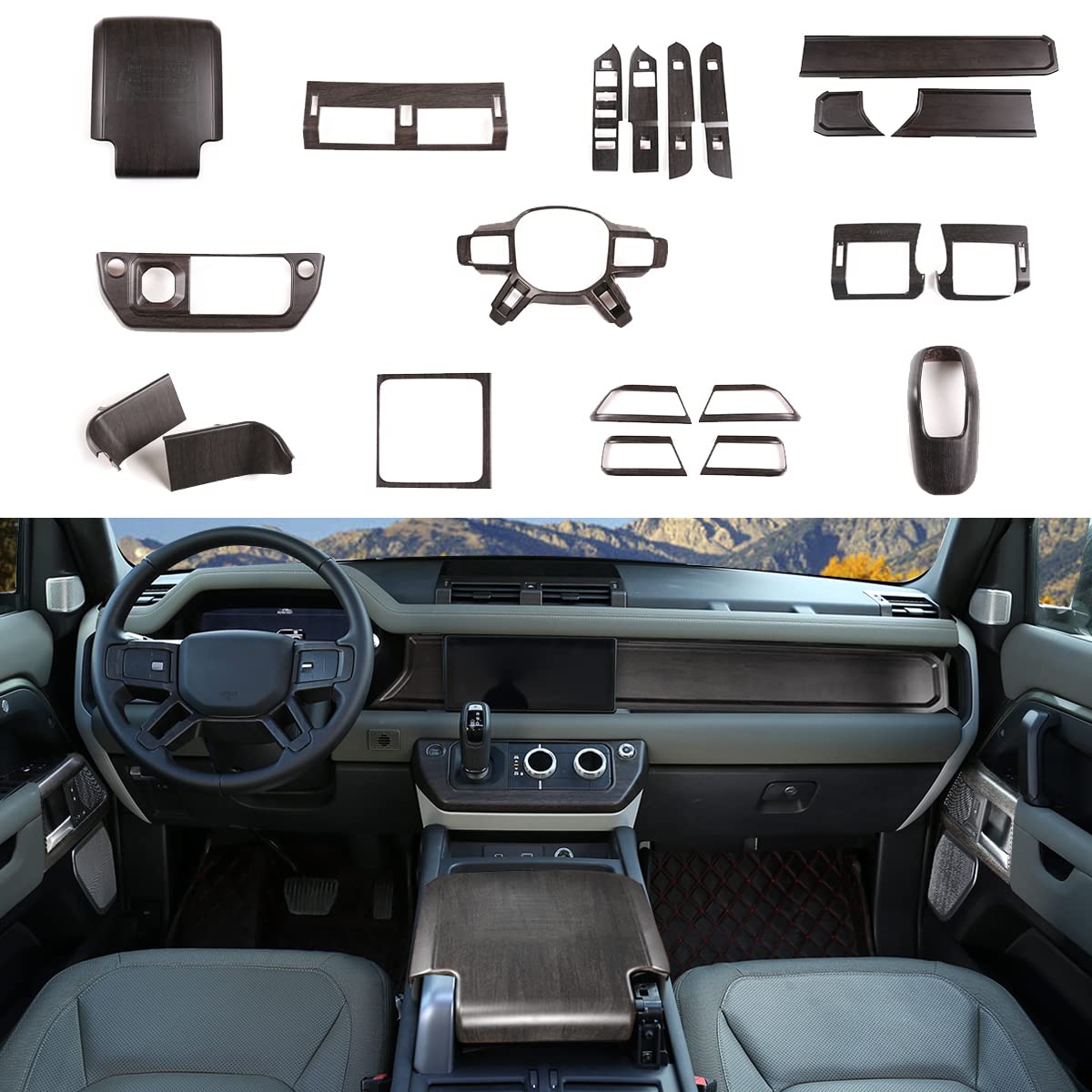 Buy DIYUCAR21Pcs Full Set Interior Decoration Trim Kit Steering Wheel ...