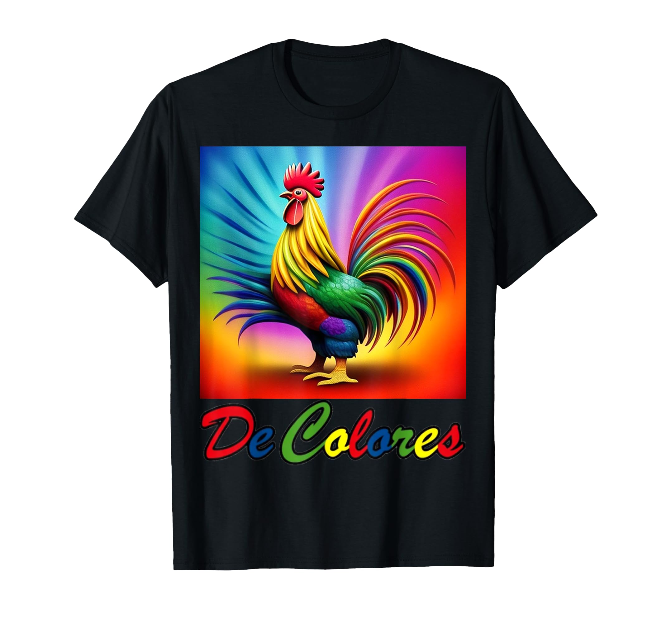 Amazon.com: De Colores / DeColores Cursillo Rainbow Rooster T-Shirt ...