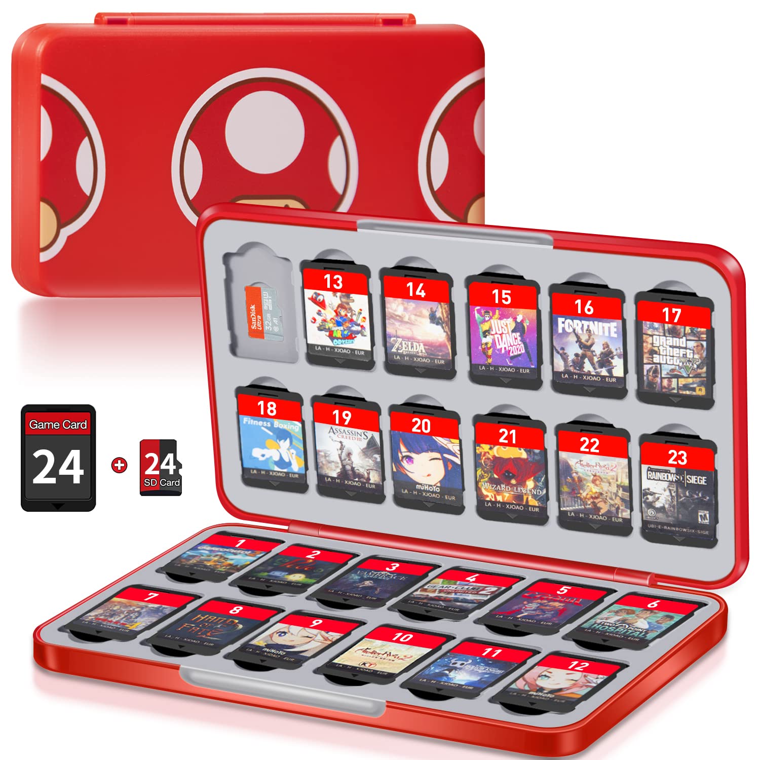 Amazon.com: Switch Game Case Holder with 24 Cartridge Slots and 24 ...