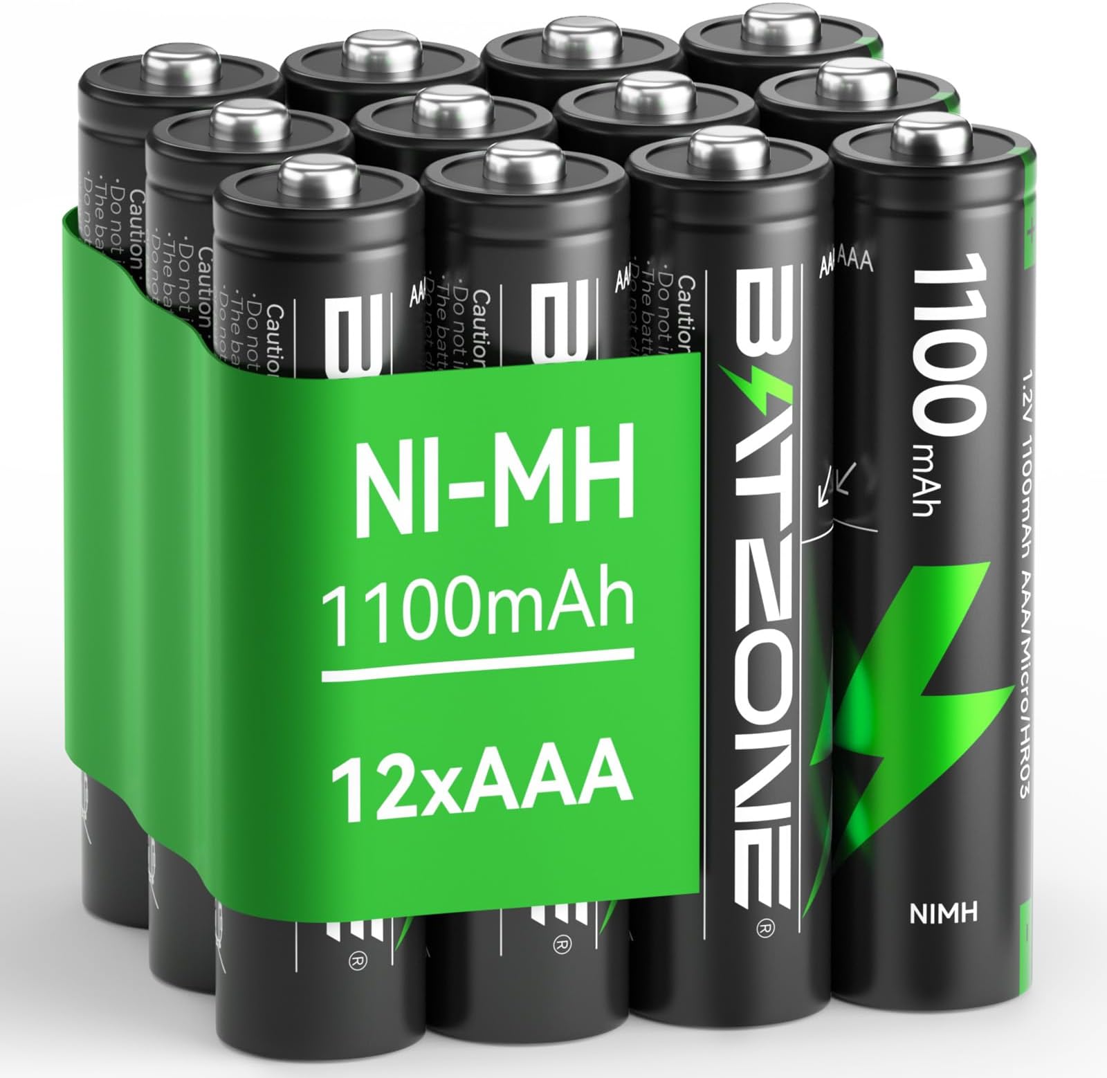 Amazon.com: BATZONE 12 Pack Rechargeable AAA Batteries,1100mAh High ...