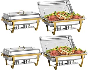 Amazon.com: WYUEEEE Chafing Dishes for Buffet 4 Pack, 8QT Stainless Steel Chafing Dishes Buffett ...