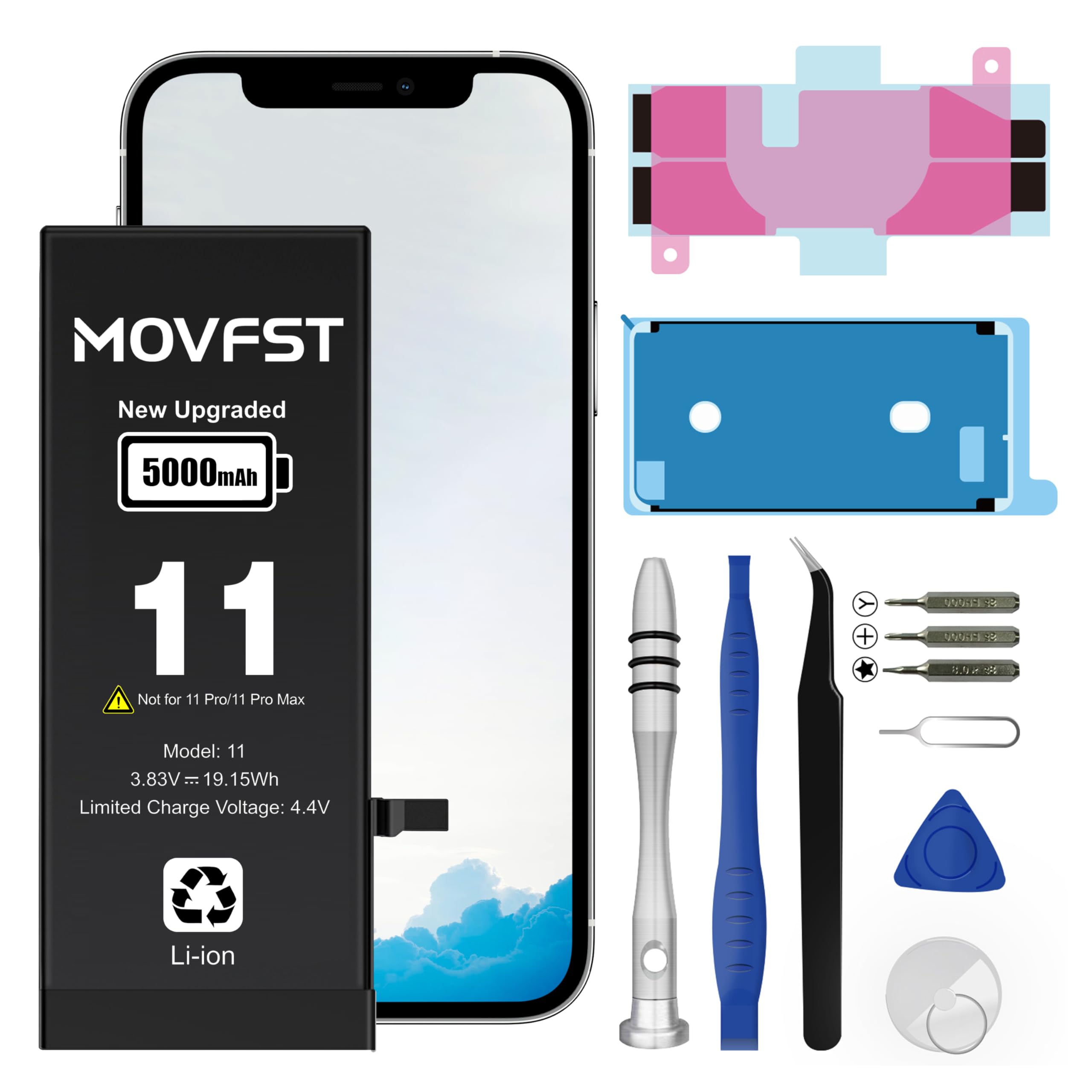 Amazon.com: MOVFST Replacement Battery for iPhone 11,5000mAh Li-ion ...