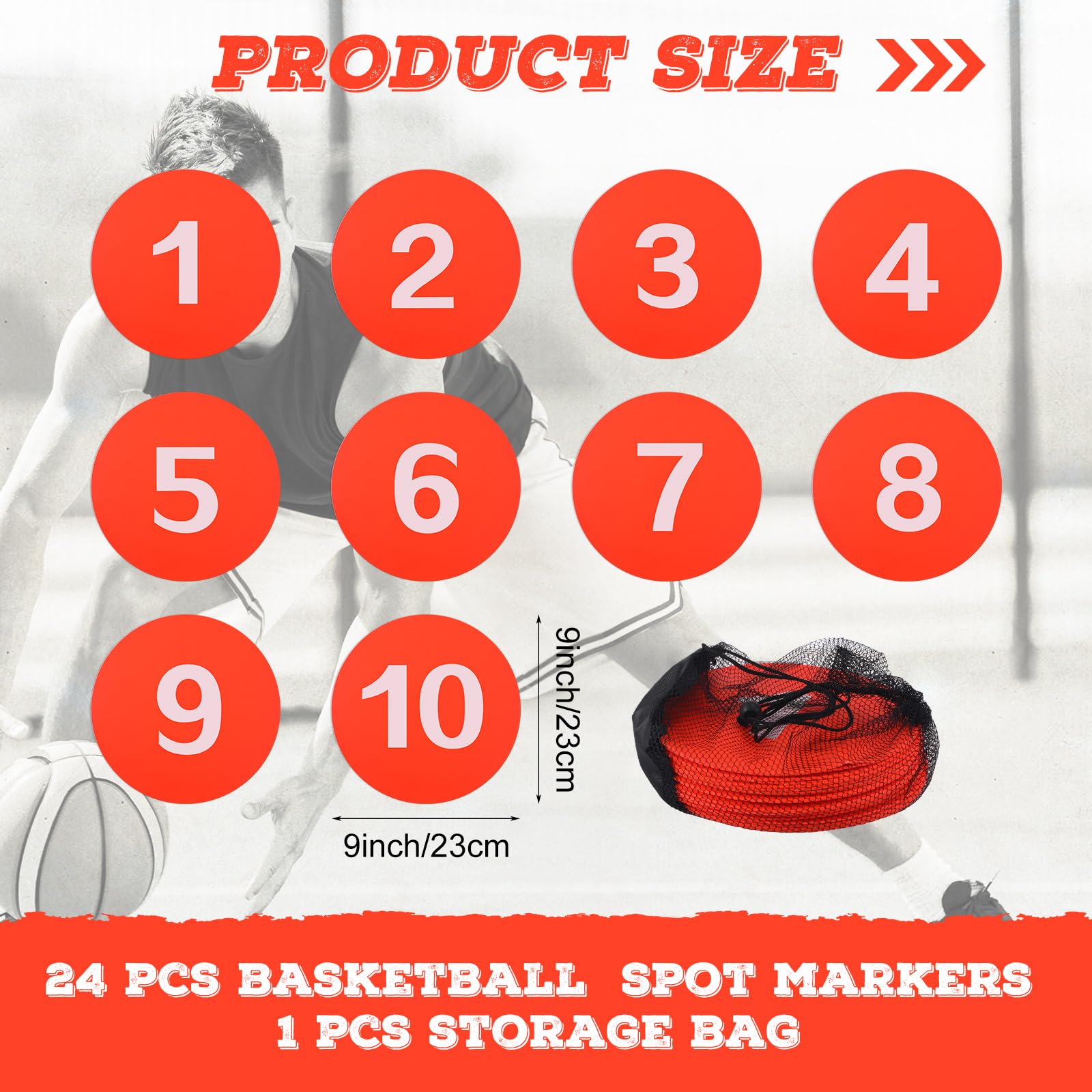 Jexine 24 Pcs 9 Inch Poly Spot Markers for Agility with Bag Numbered ...