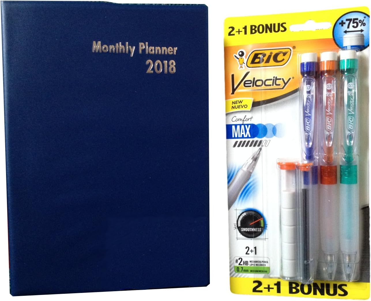 Amazon.com : Jot 2018 Monthly Planner, 7.5"x 5" and Bic Velocity .7mm ...