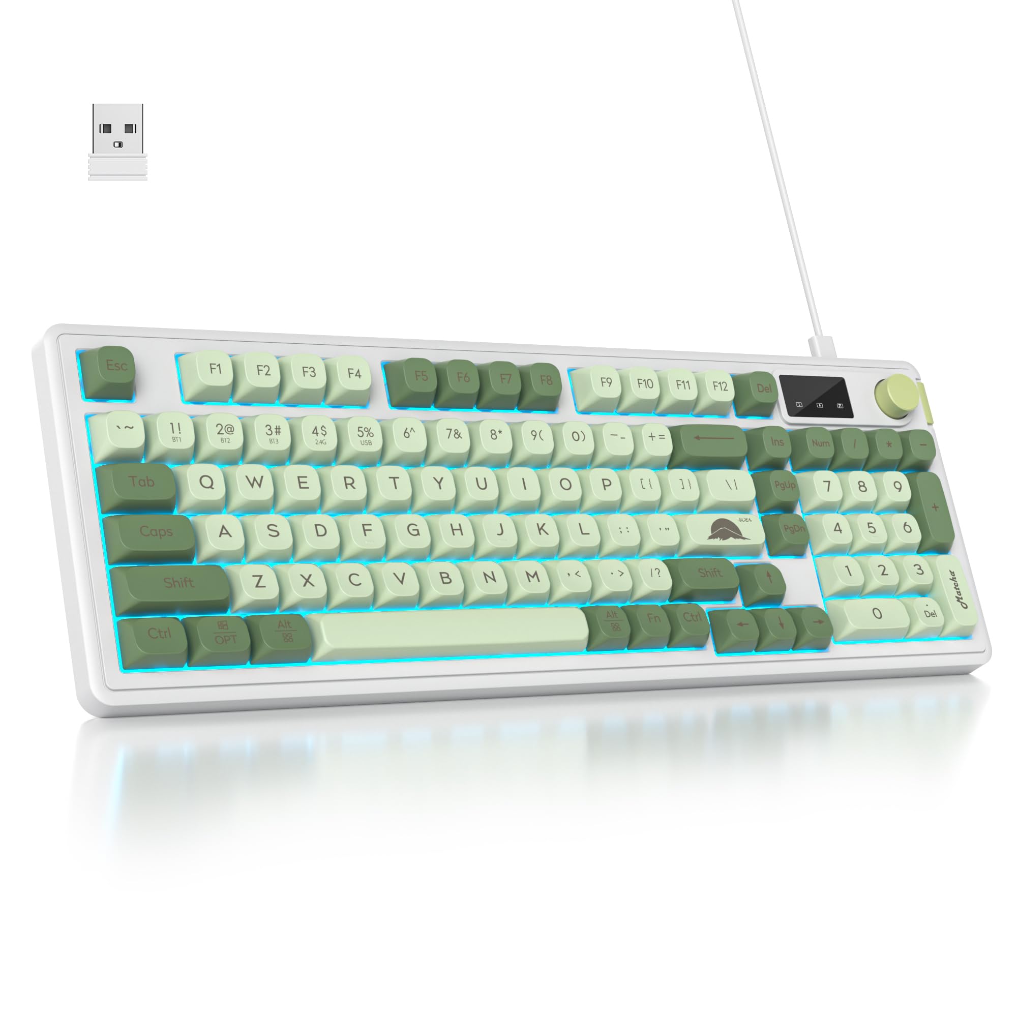 SOLIDEE 96% Wireless Membrane Keyboard with Knob,Triple Mode Wired ...