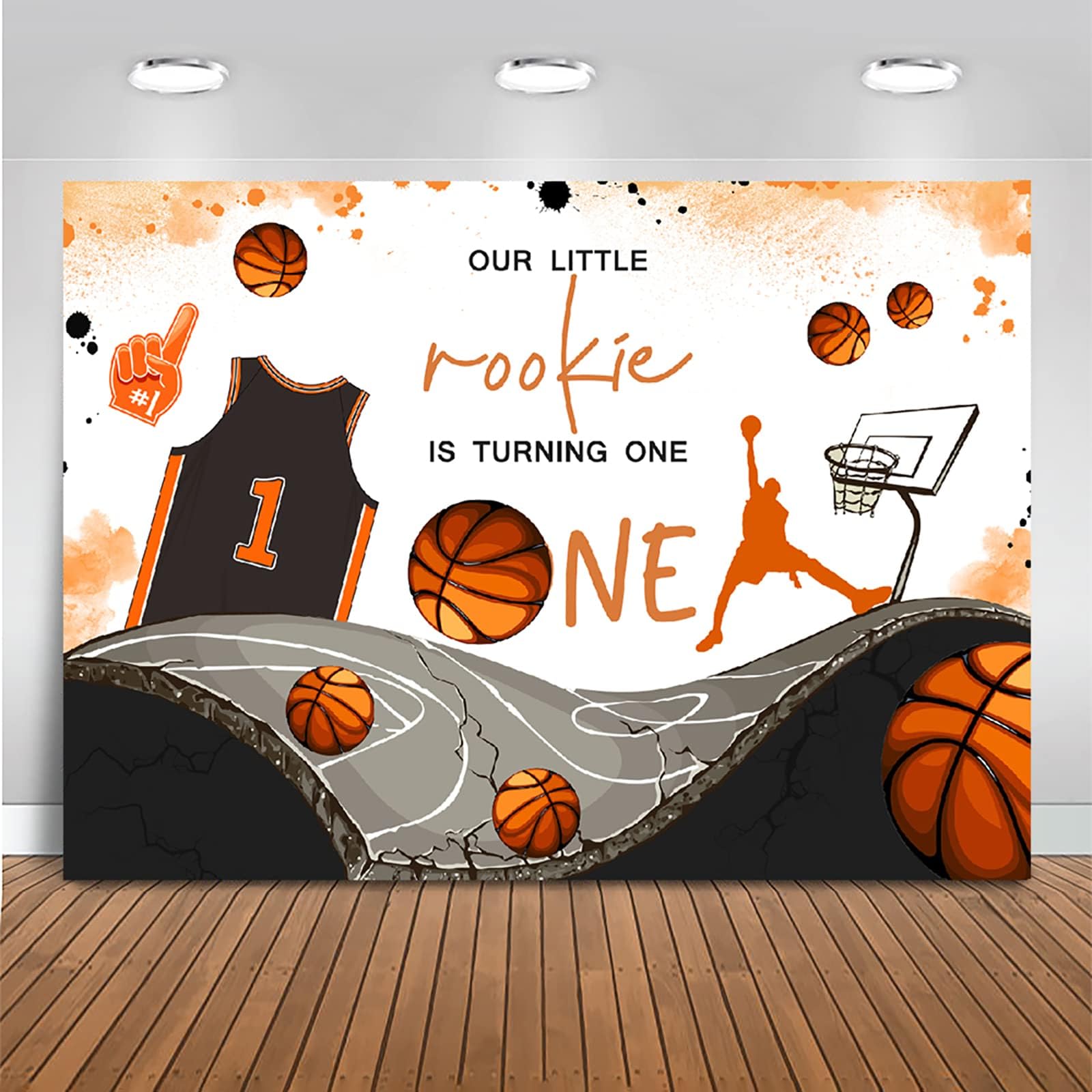 Amazon.com : Mocsicka Basketball Theme 1st Birthday Backdrop for Boy ...