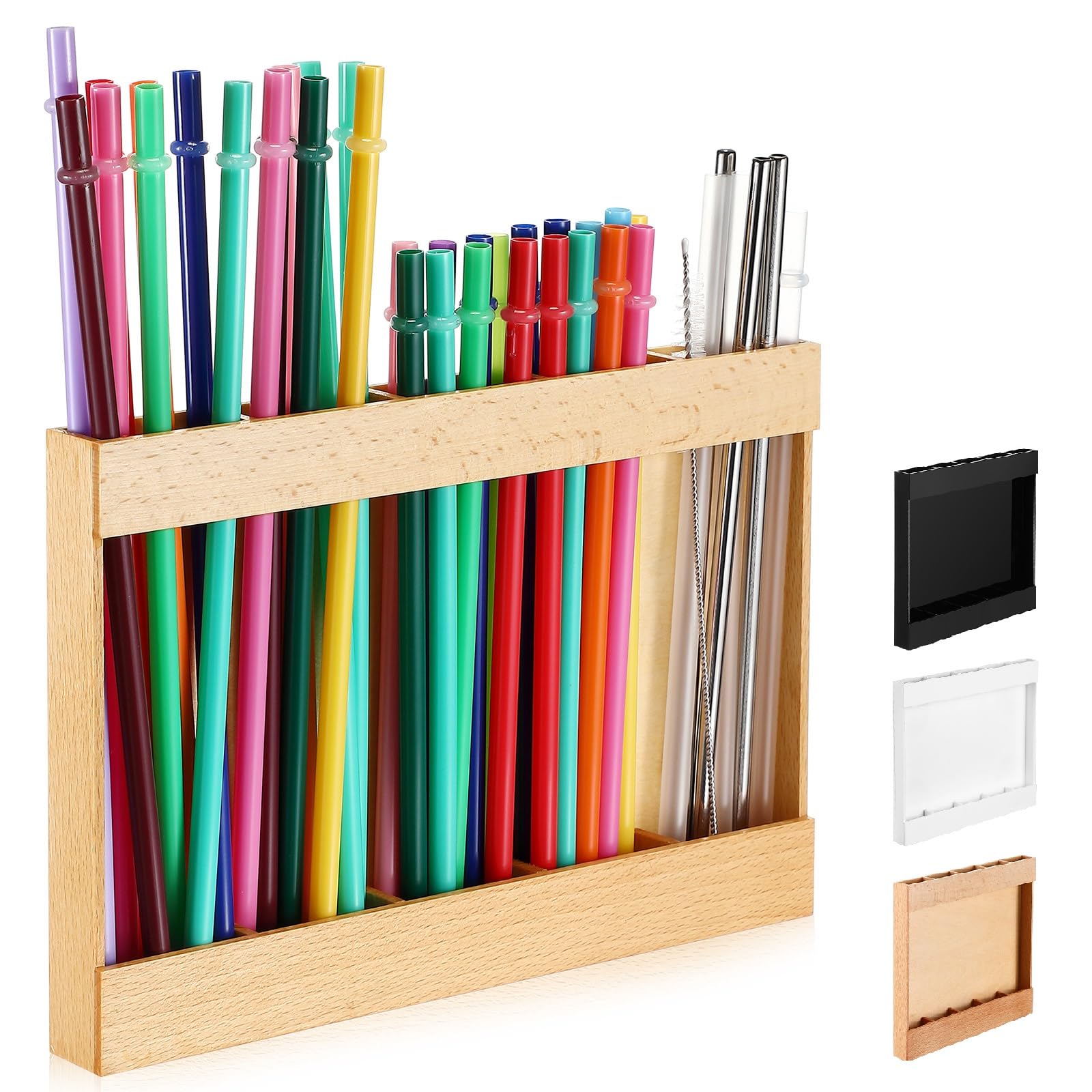 Amazon.com: Qinyoung Wooden Straw Holder with Double Sided Adhesive ...