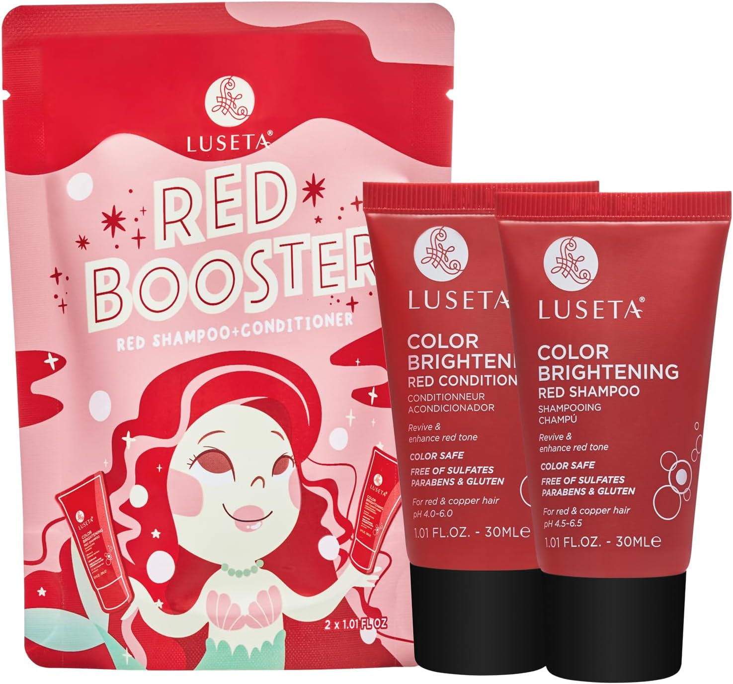 Amazon.com : Luseta Color Brightening Red Shampoo and Conditioner Set ...