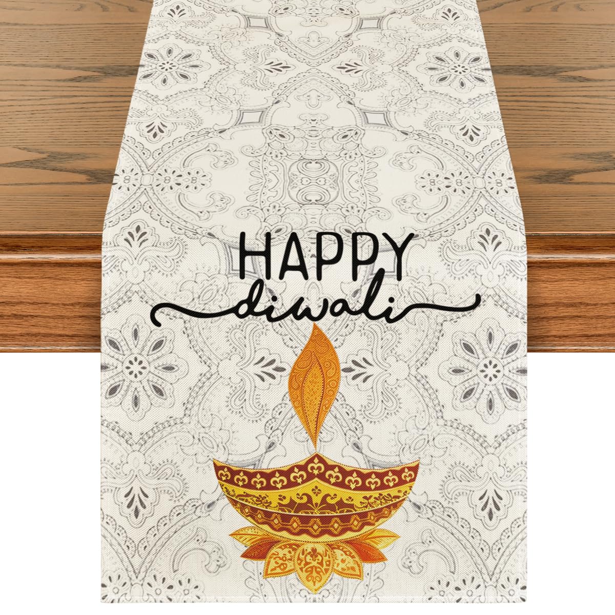 Amazon.com: Artoid Mode Happy Diwali Table Runner, Festival of Light ...
