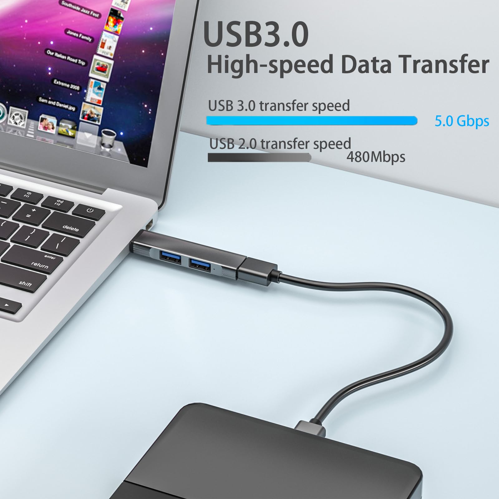 Snapklik.com : USB Splitter For Laptop 3-Port, Portable USB 3.0 Hub USB ...